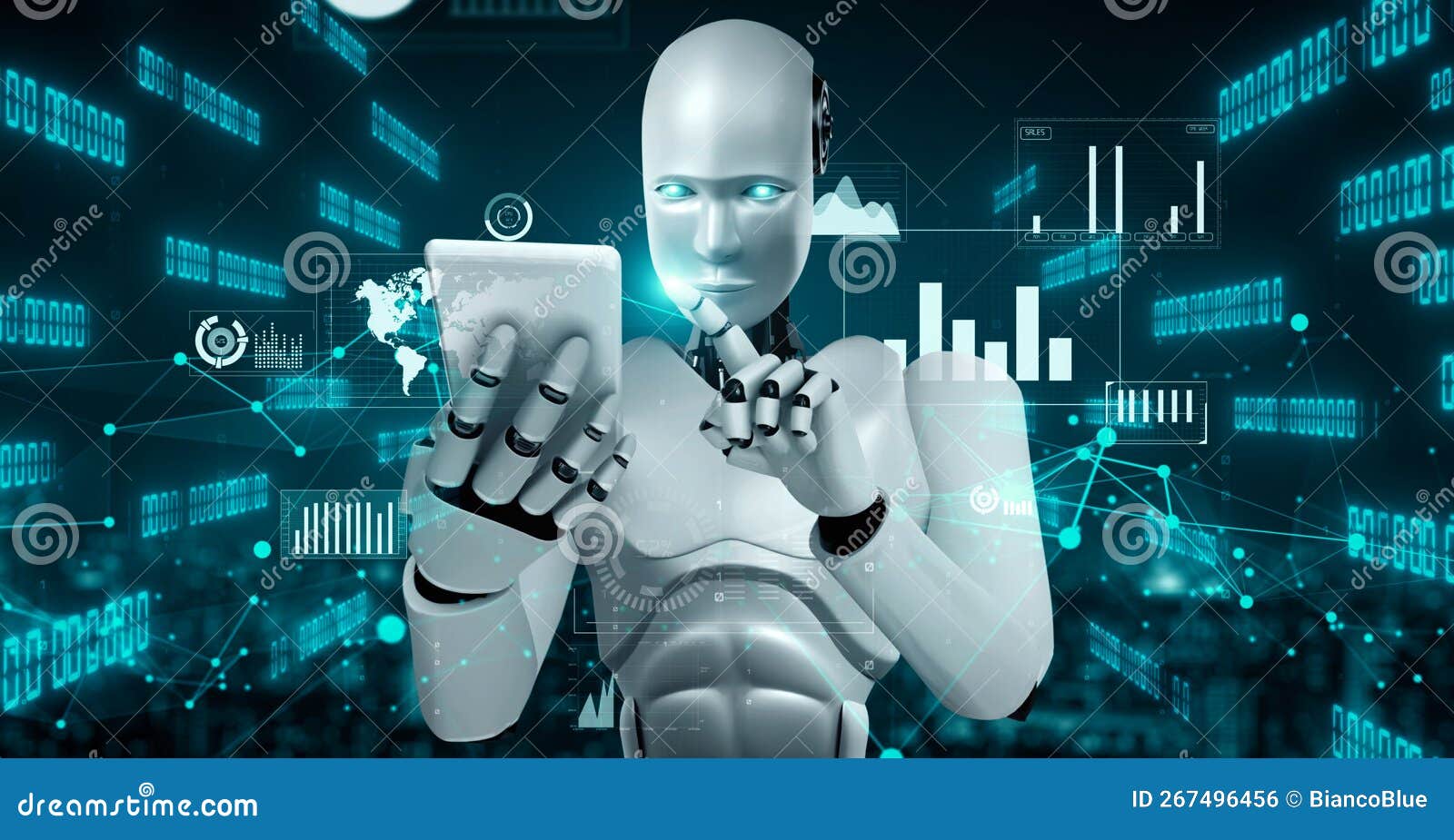 Future Financial Technology Controll by AI Robot Huminoid Uses Machine ...