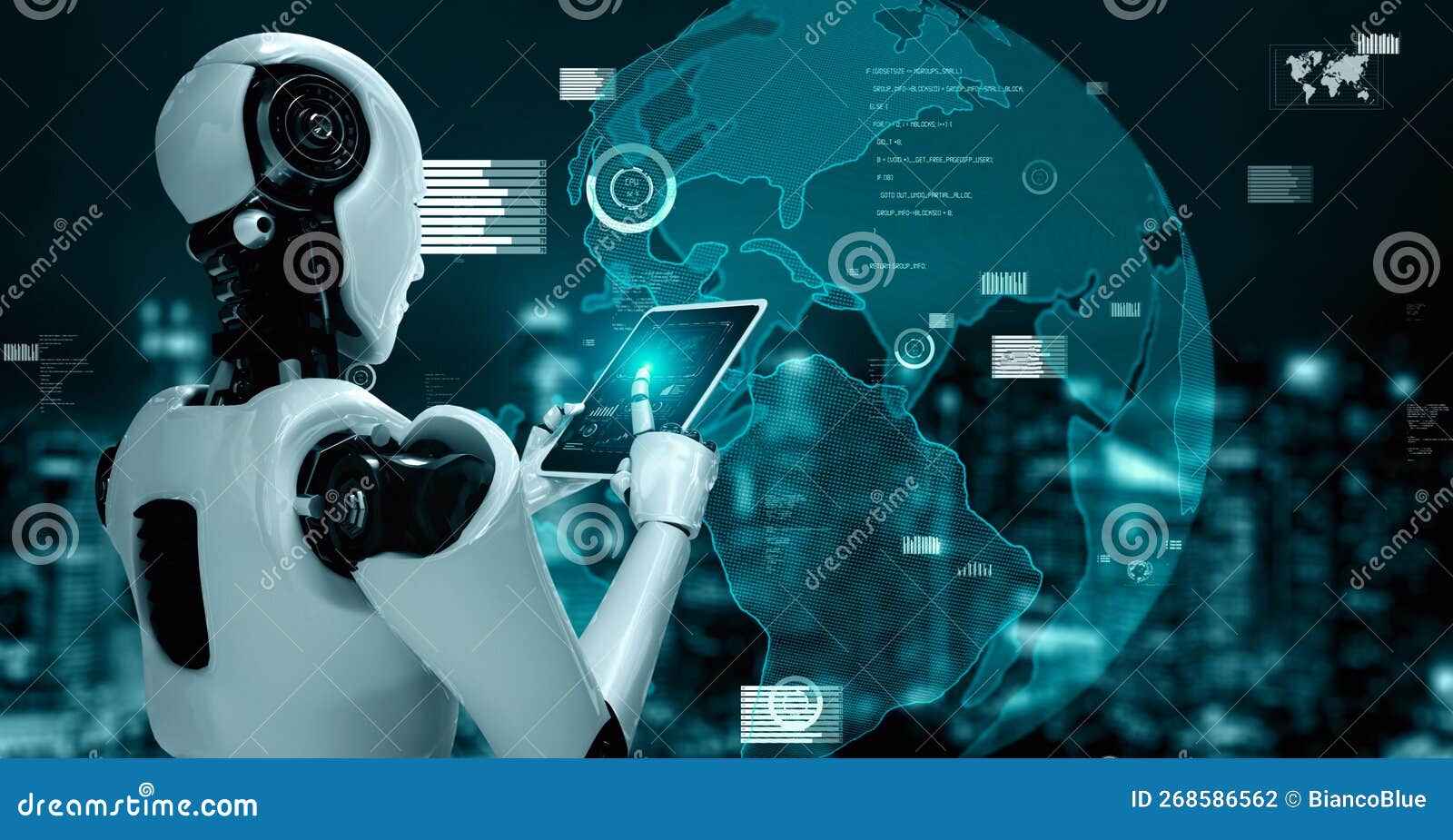 Future Financial Technology Controll by AI Robot Huminoid Uses Machine ...