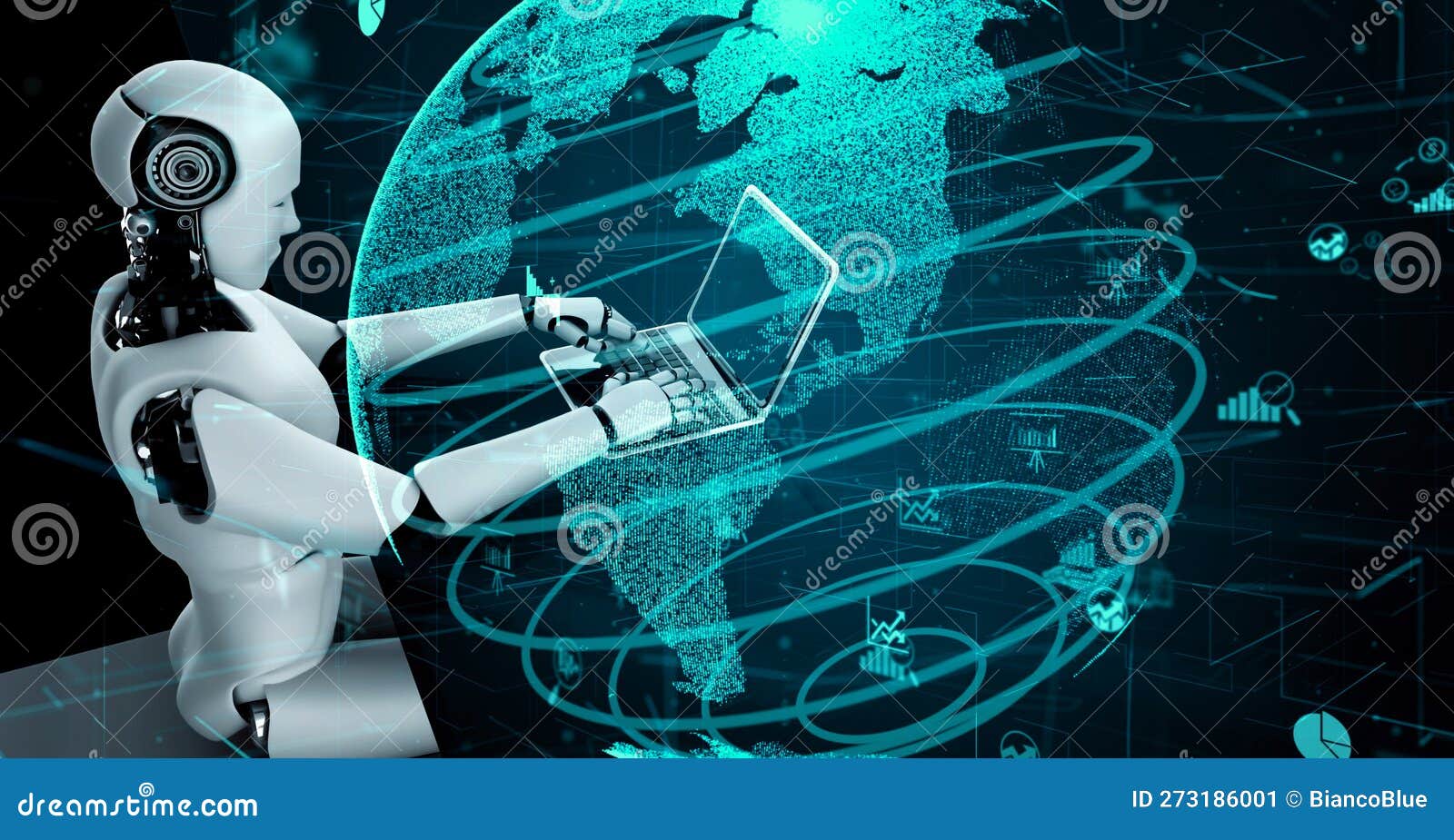 Future Financial Technology Controll by AI Robot Huminoid Uses Machine ...