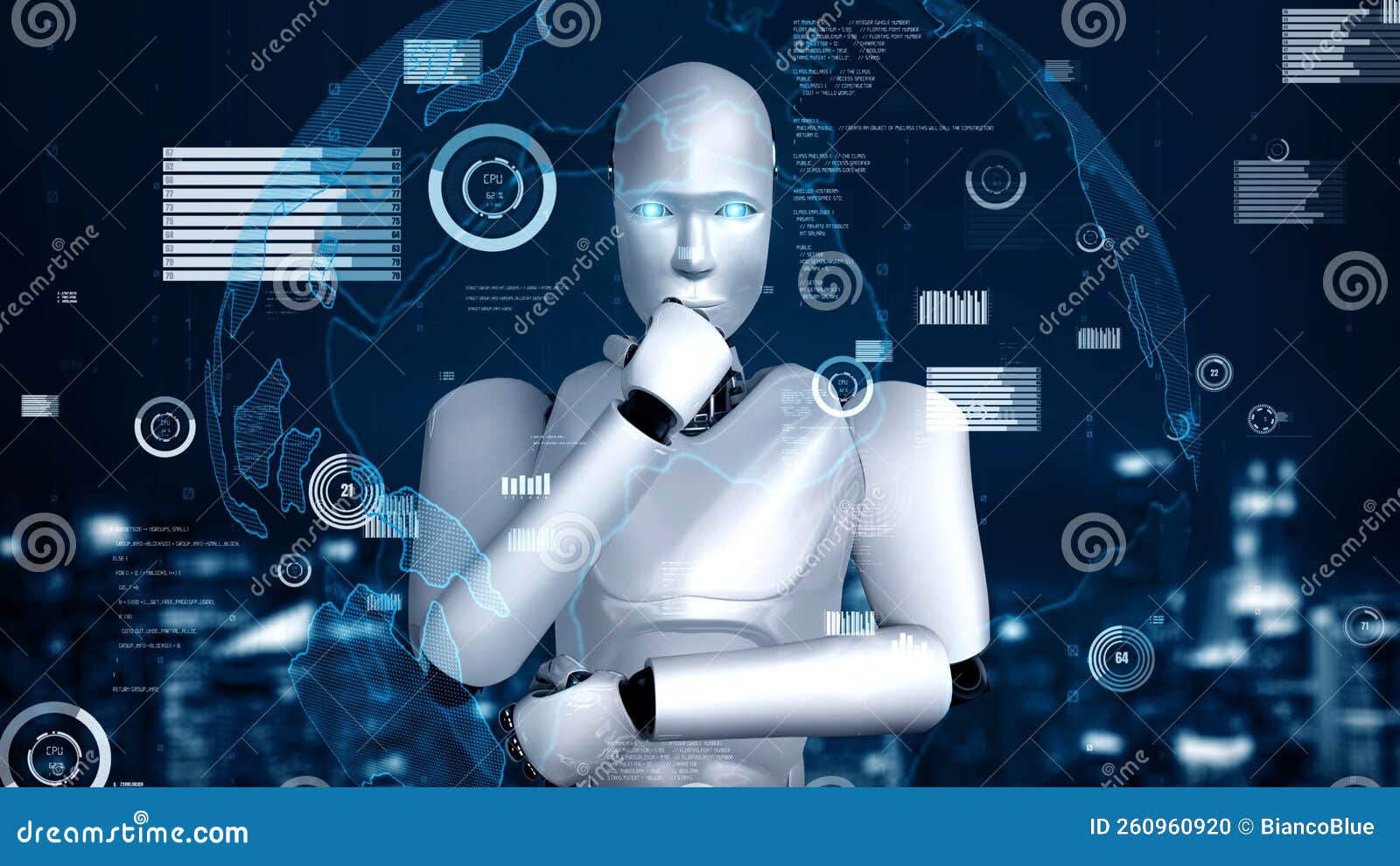 Future Financial Technology Controll by AI Robot Huminoid Uses Machine ...