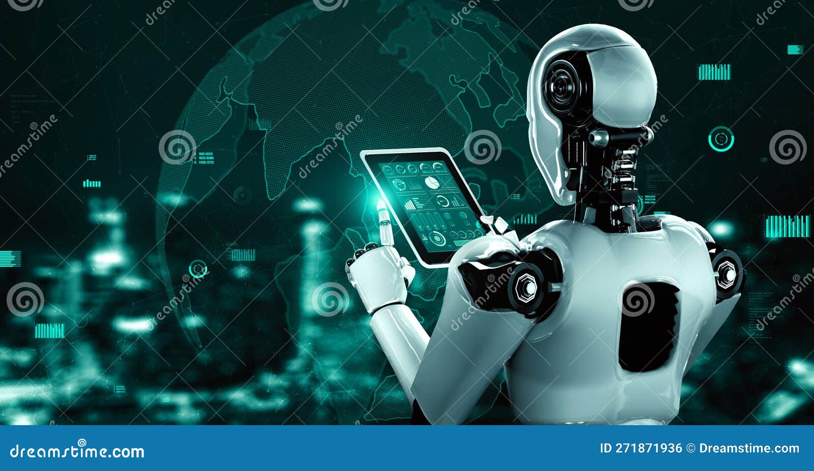 Future Financial Technology Controll by AI Robot Huminoid Uses Machine ...