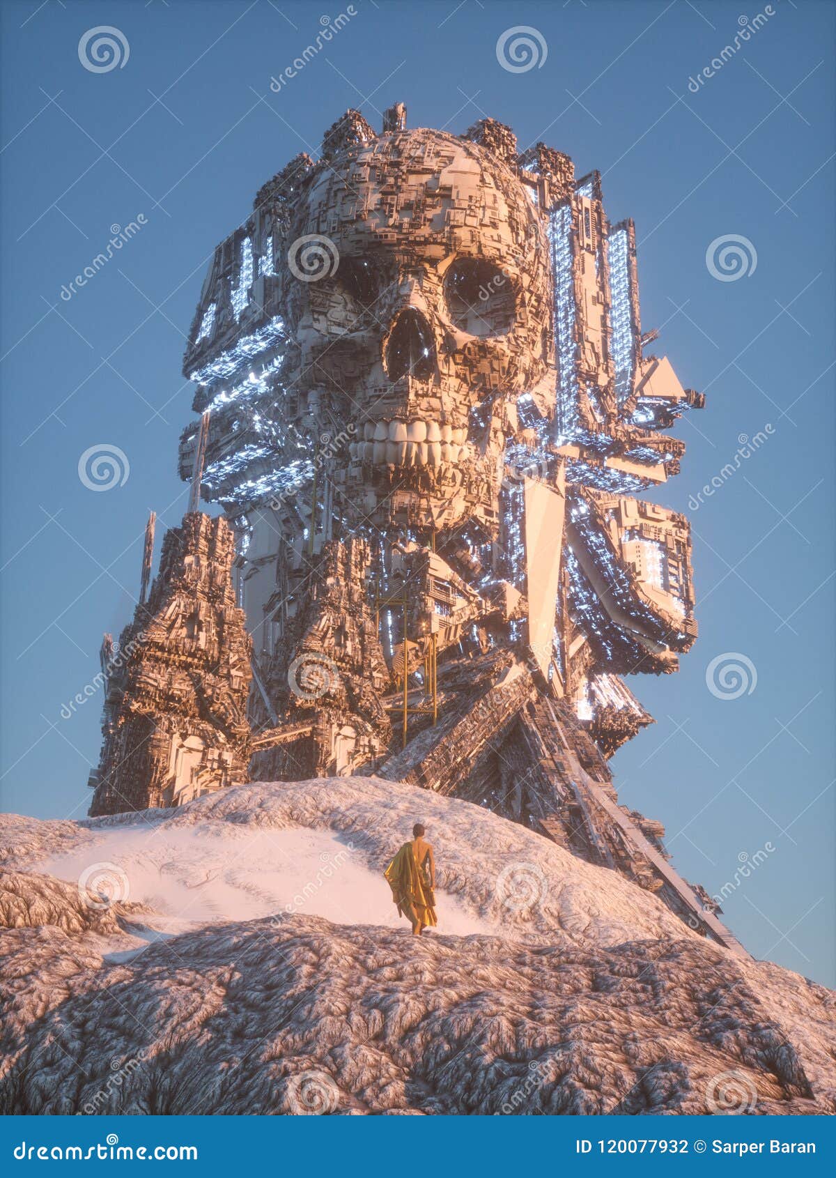 Skull castle stock photo. Image of scifi, skull, futuristic - 120077932