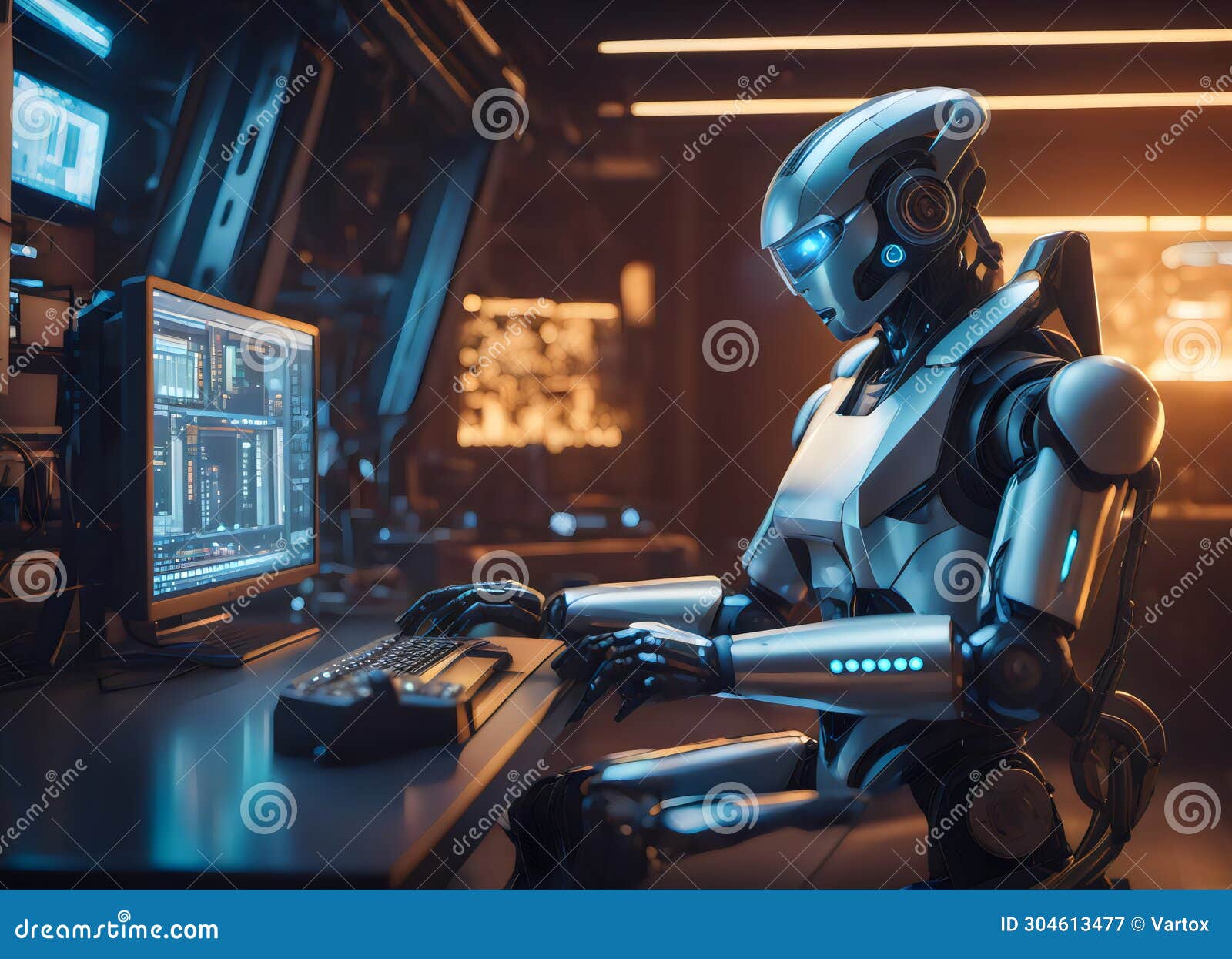 The Future of Futuristic Robotics and Computer Programming Concept ...