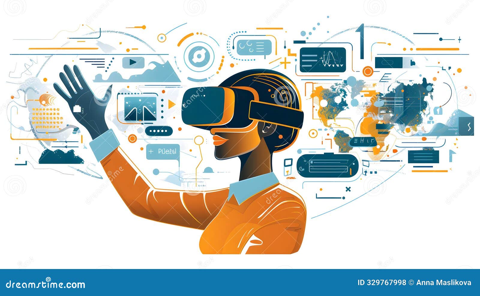 The Future of Gaming: a Cyber World through VR Goggles Stock Illustration - Illustration of ...