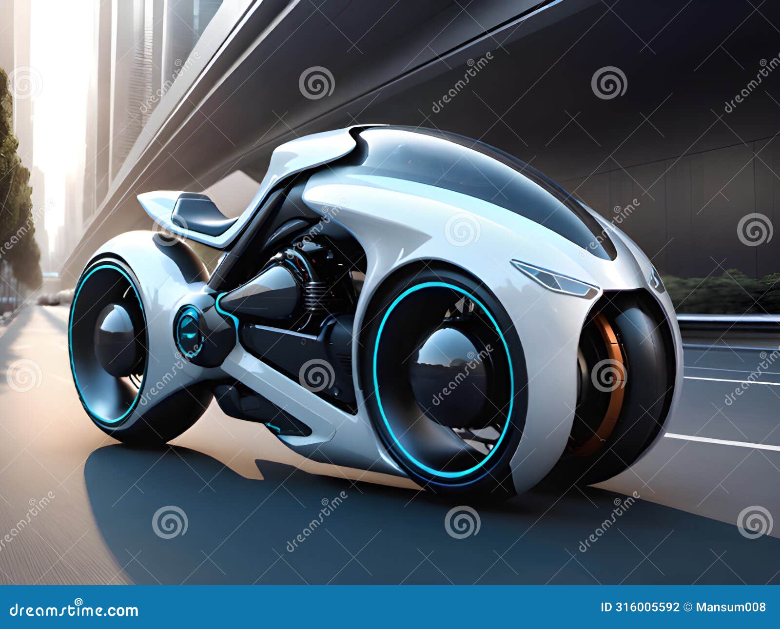 Future Generic Motorcycle Concept Car in the Environment Stock ...