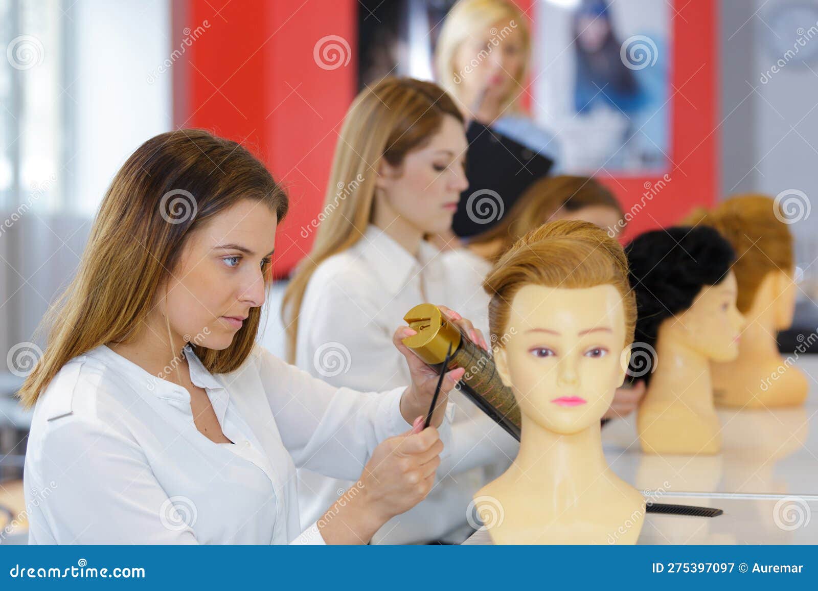 Future Hairdresser Practicing To Style Wig Stock Image - Image of tube ...