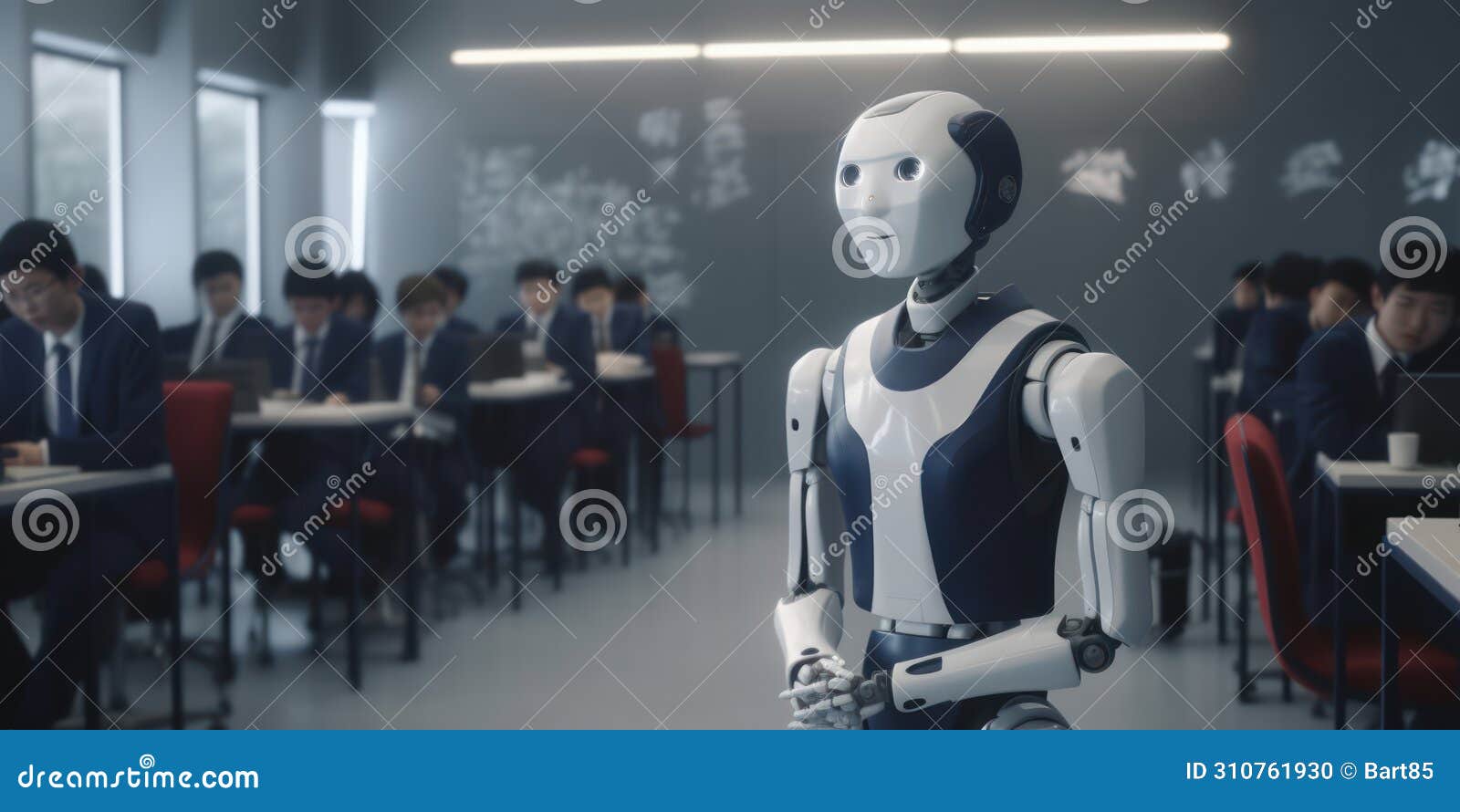 The Future is Here Humanoid AI Teacher Guiding the Class. Generative AI ...