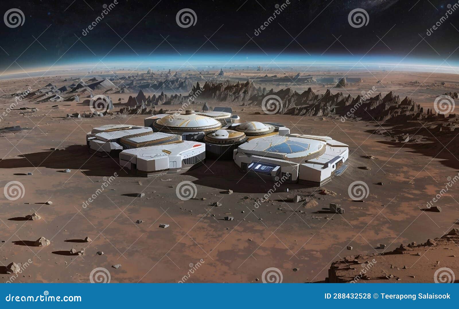 A Future High Technology Mars Base for Humans Stock Illustration - Illustration of mars ...