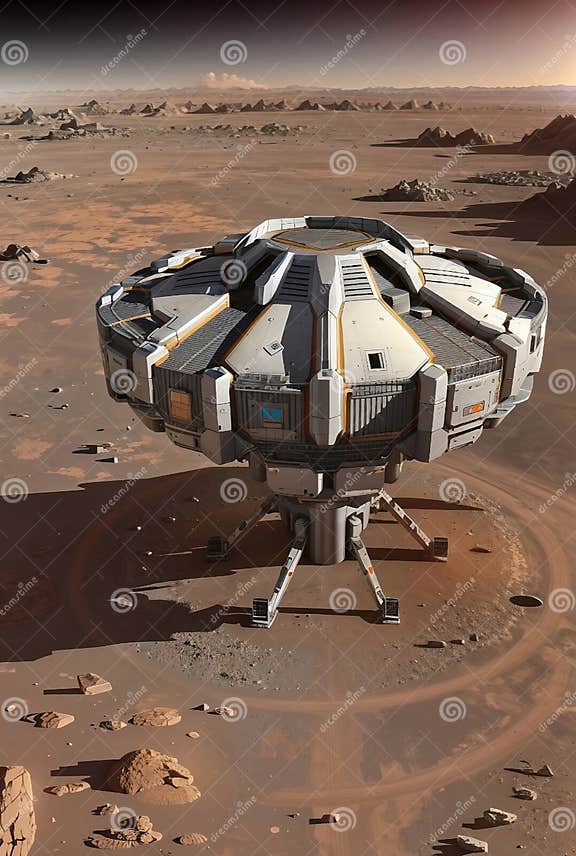 A Future High Technology Mars Base for Humans Stock Illustration ...