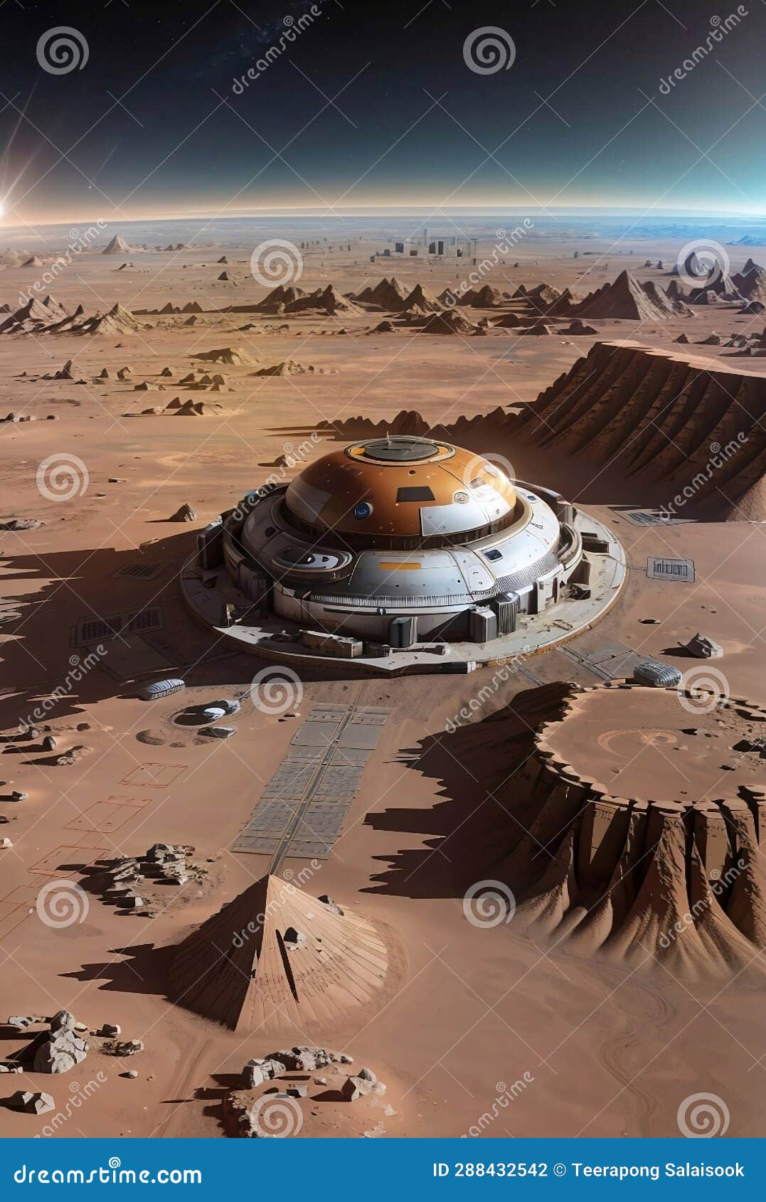 A Future High Technology Mars Base for Humans Stock Illustration ...