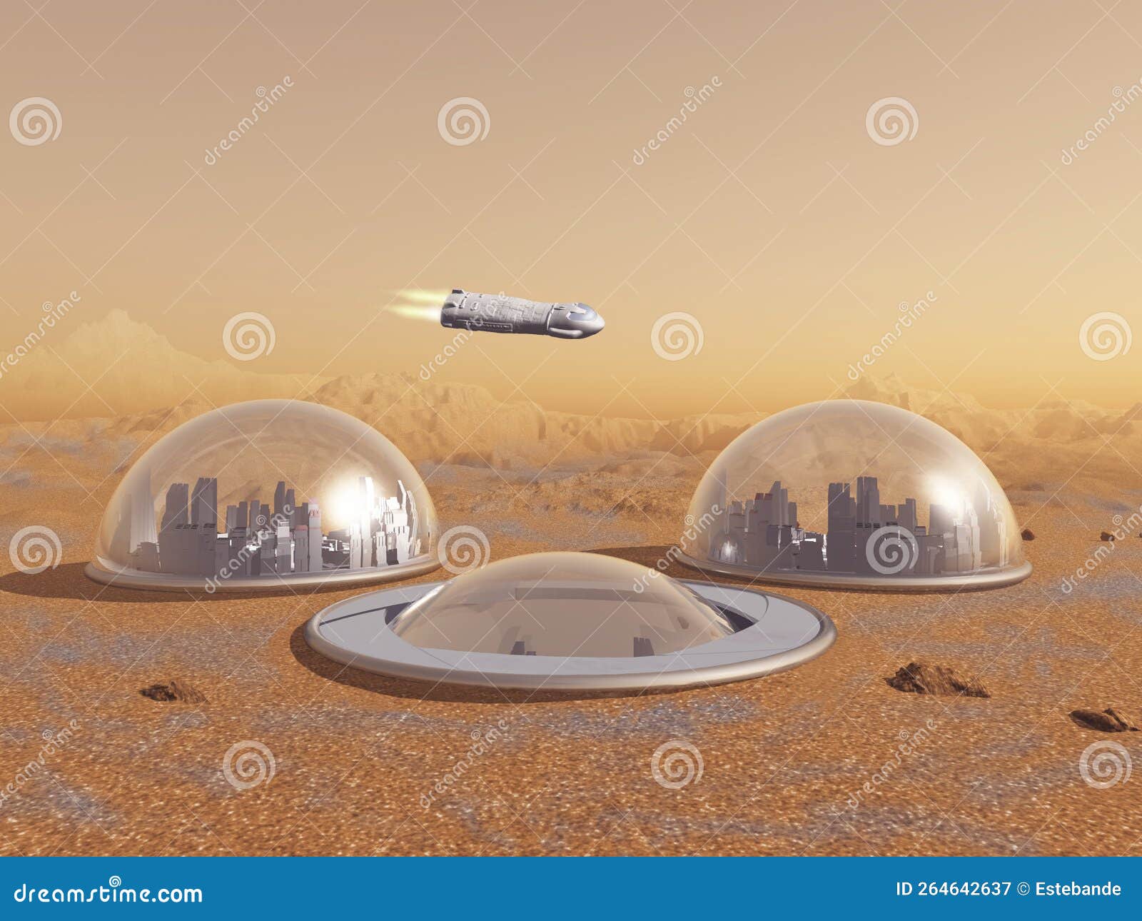 Future Human Colony on Mars Stock Illustration - Illustration of mars ...