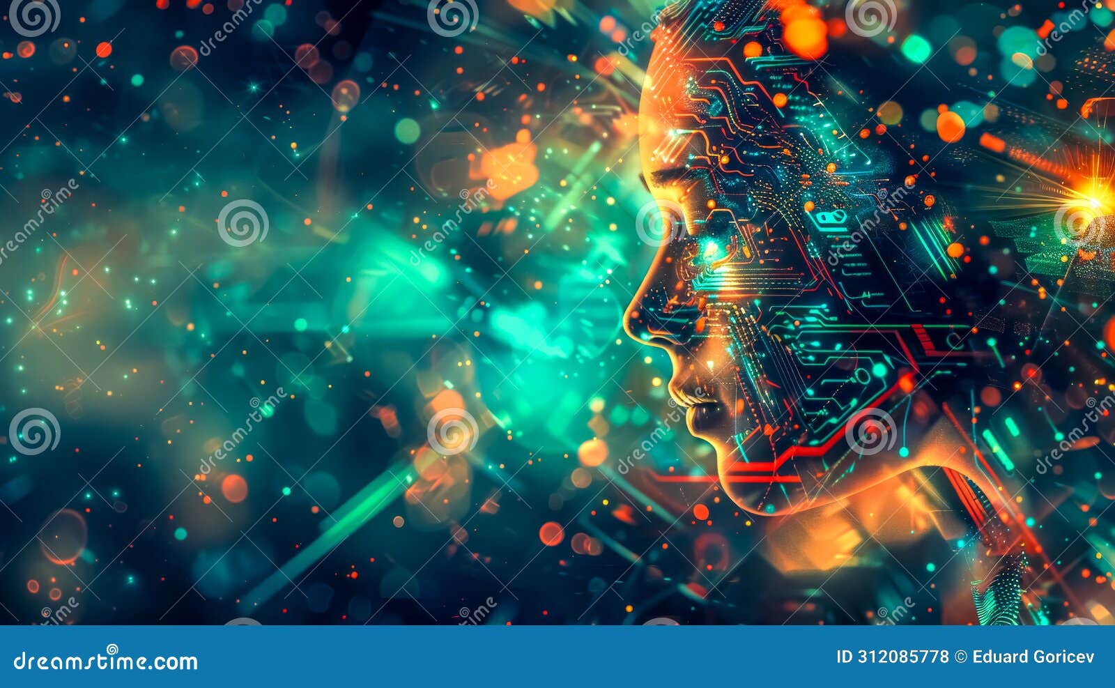 Graphic Representation of an Ai Interface Merging with a Human Profile ...