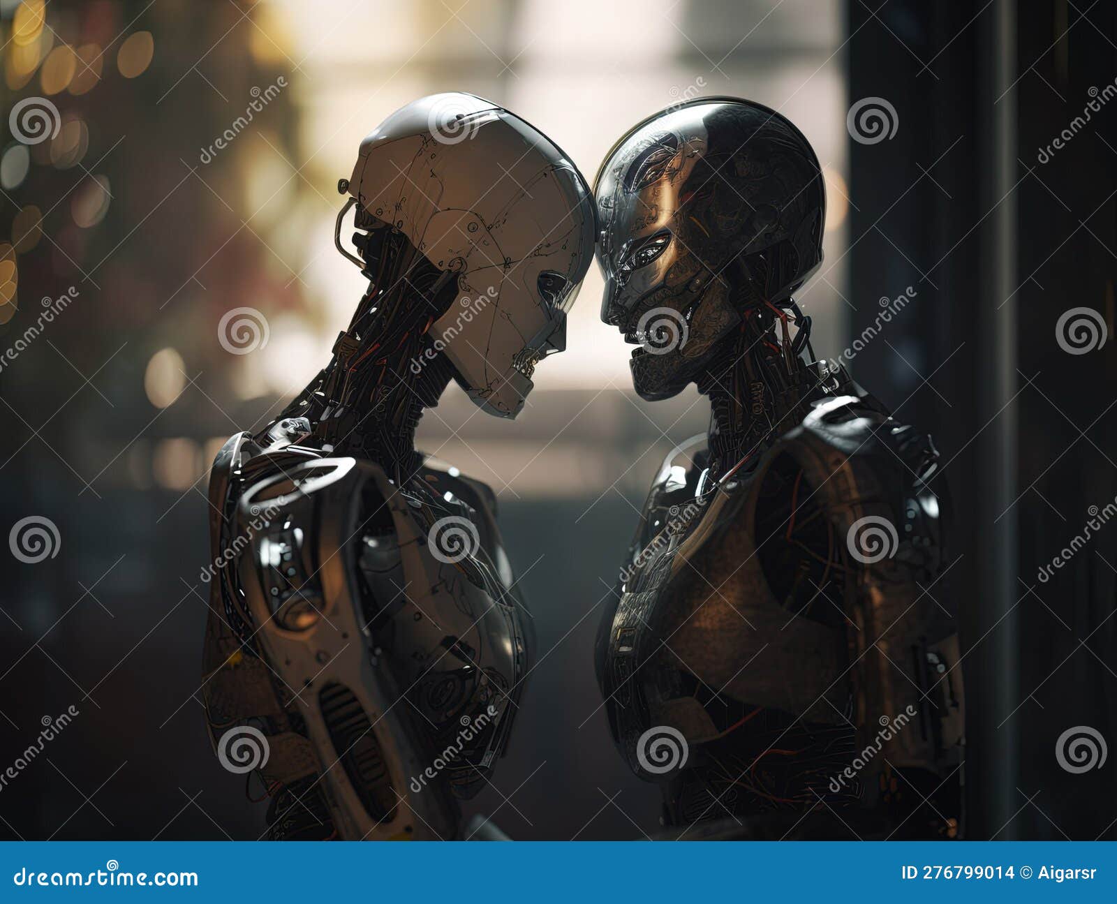 The Future. Humanoid Robots in Love Stock Illustration - Illustration ...