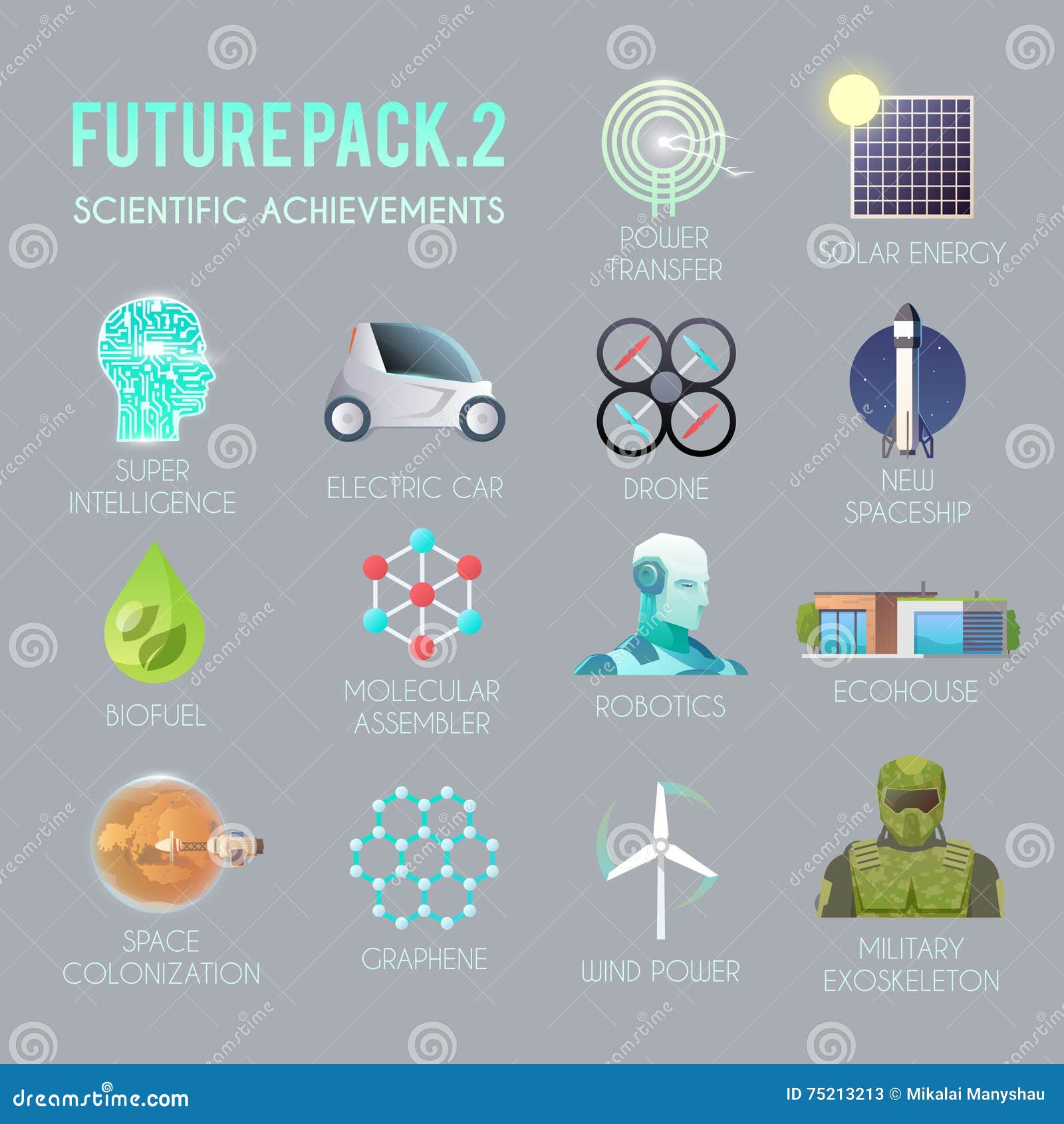 Future icons flat set. stock illustration. Illustration of automobile ...