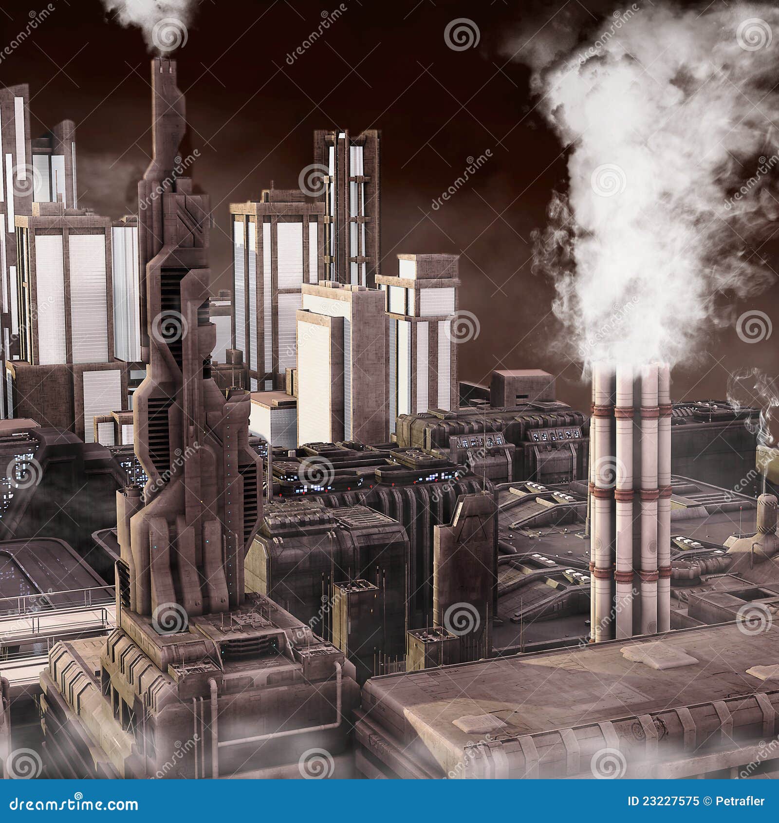 Future Industrial City stock illustration. Illustration of birdseye ...