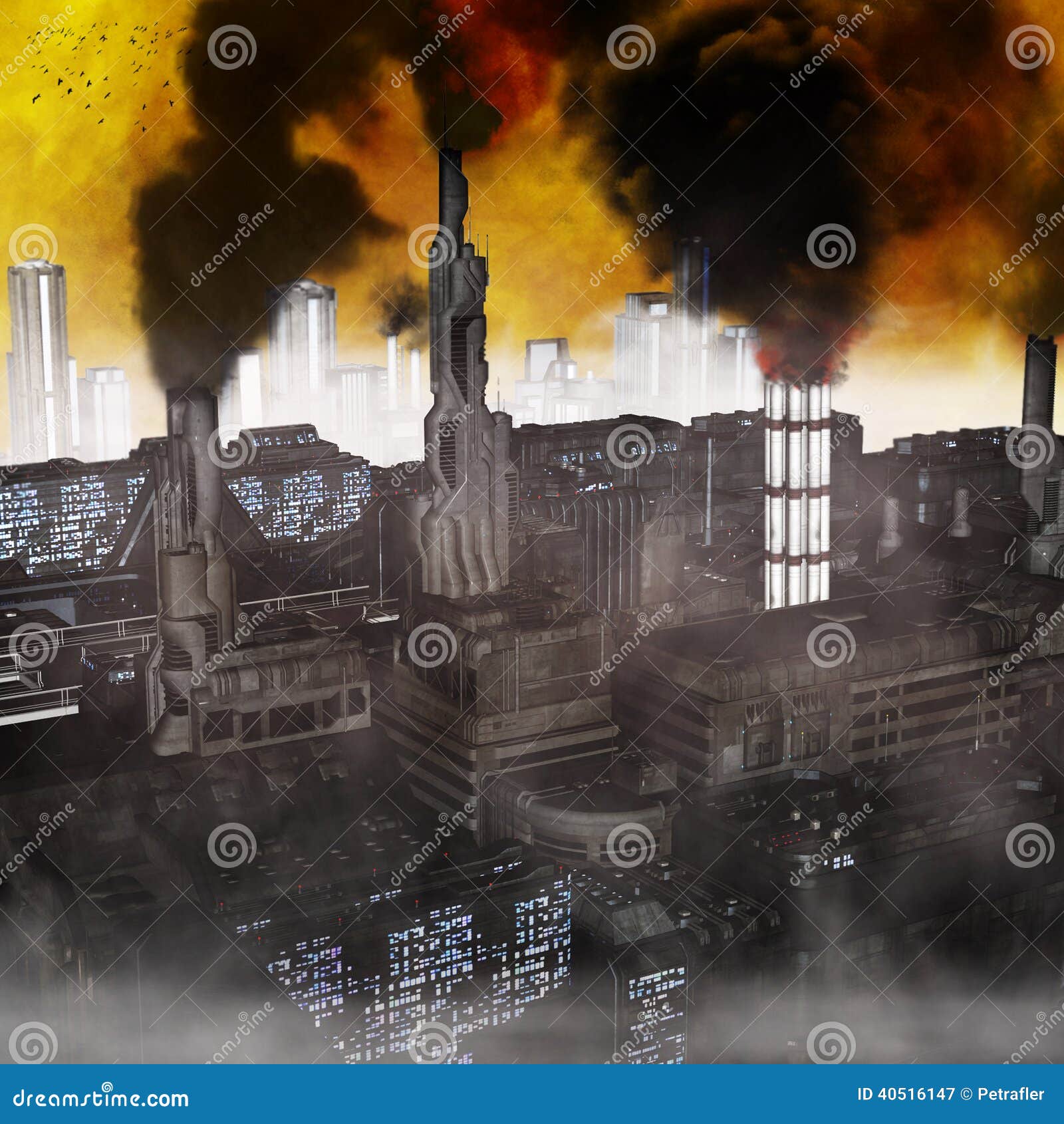 Future Industrial City stock illustration. Illustration of blocks ...