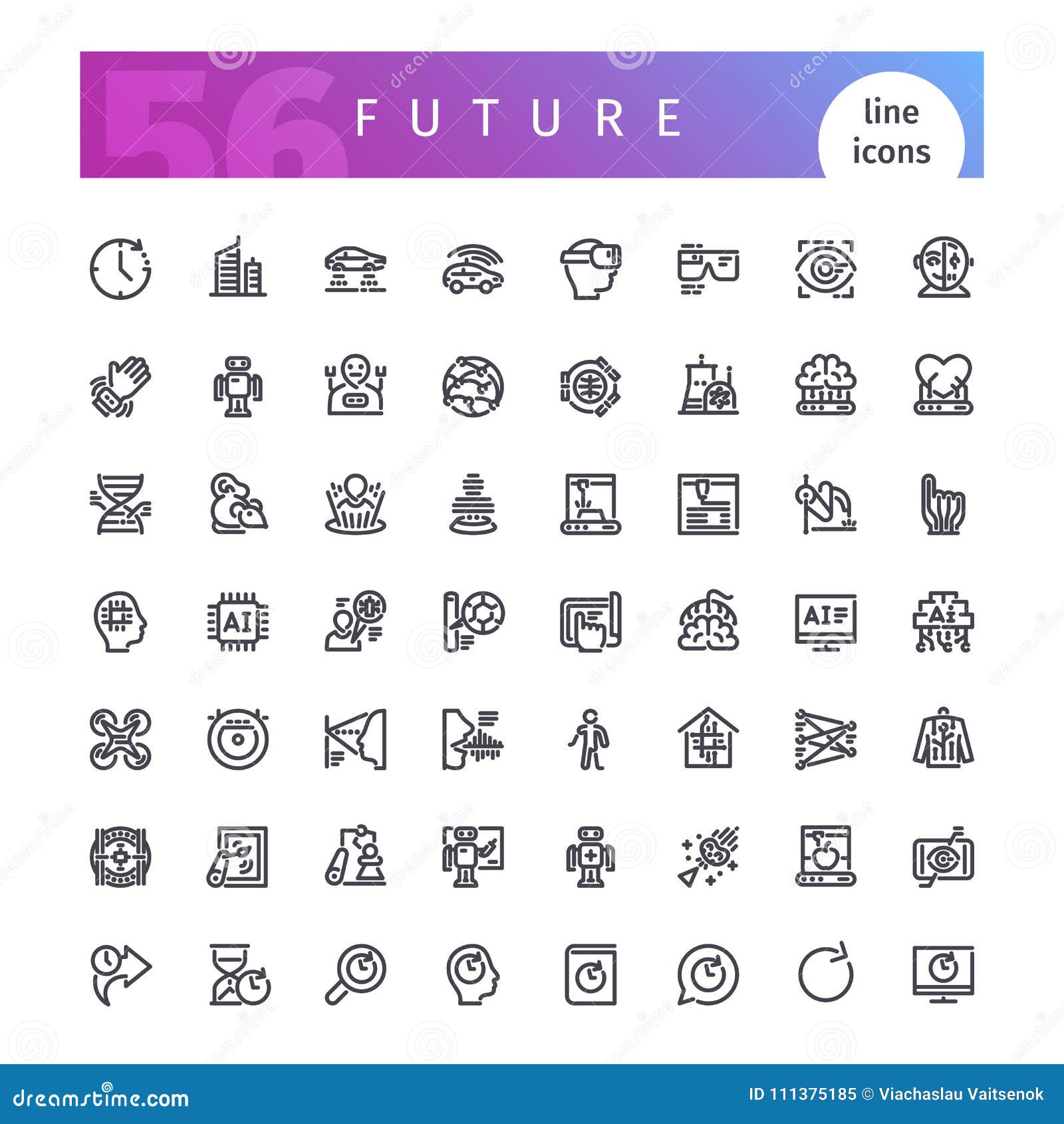 Future Line Icons Set stock vector. Illustration of droid - 111375185
