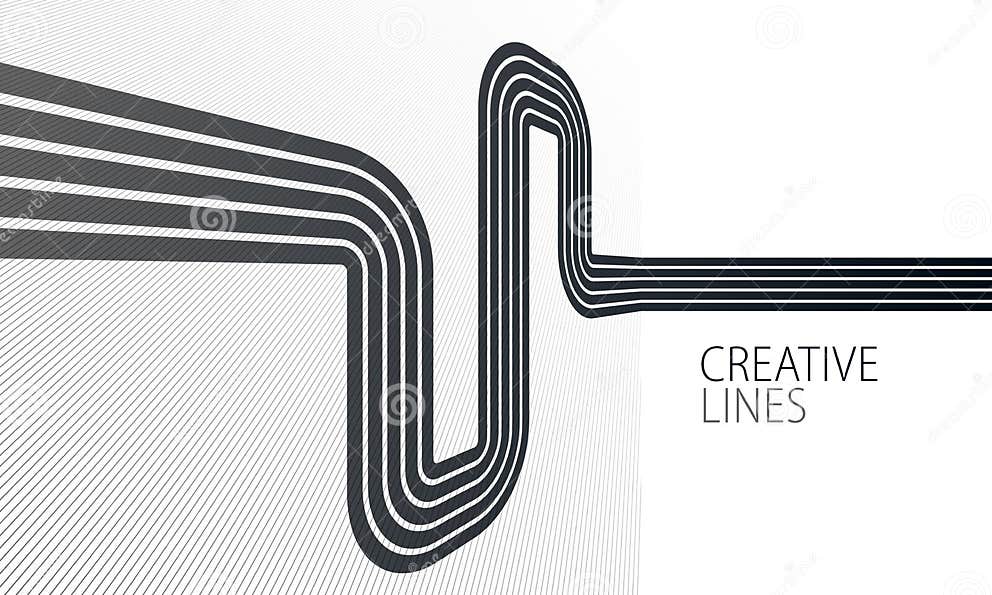 Future Lines in 3D Perspective Vector Abstract Background, Black and ...