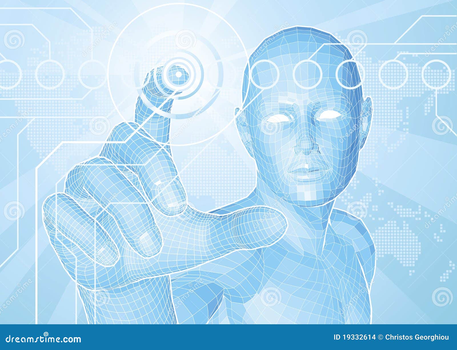 Future Man Touch Screen Concept Stock Vector - Illustration of button ...