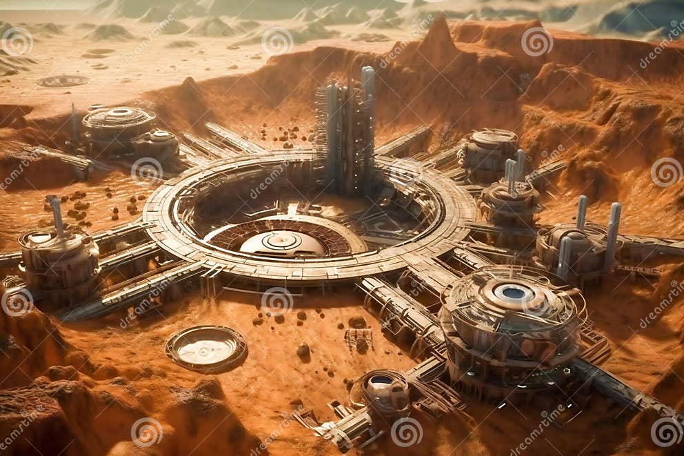 Future Mars Base or Scientific Facility. Mars Colonization Concept Stock Photo - Image of ...