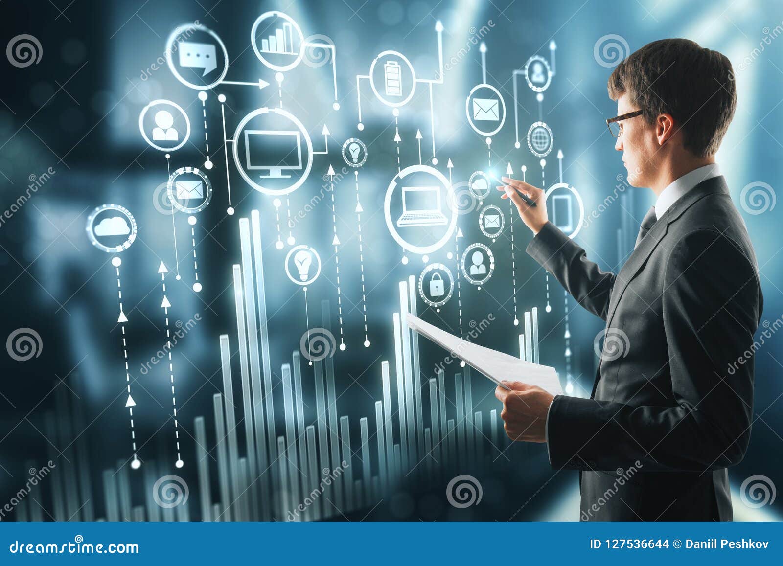 Future and media concept stock photo. Image of holding - 127536644