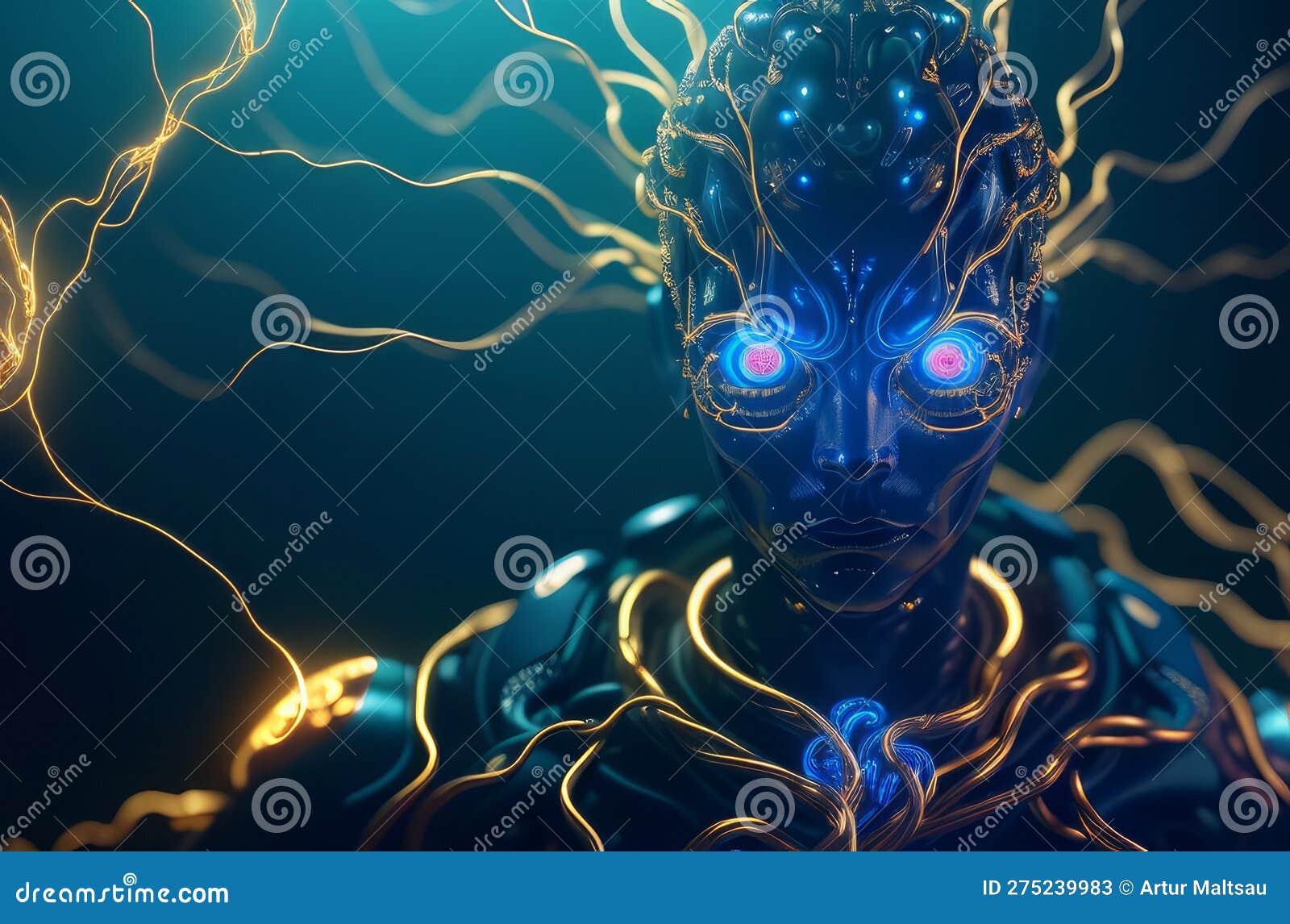 Future Mind Human and Artificial Intelligence Merge. ?oncept of Man of ...