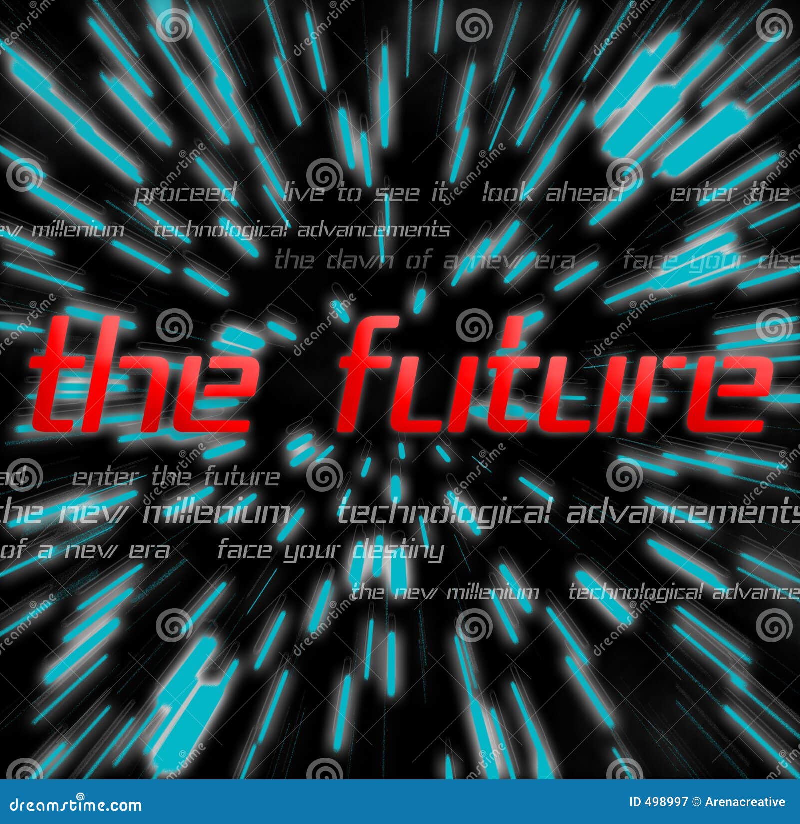 The Future Montage stock illustration. Illustration of neon - 498997