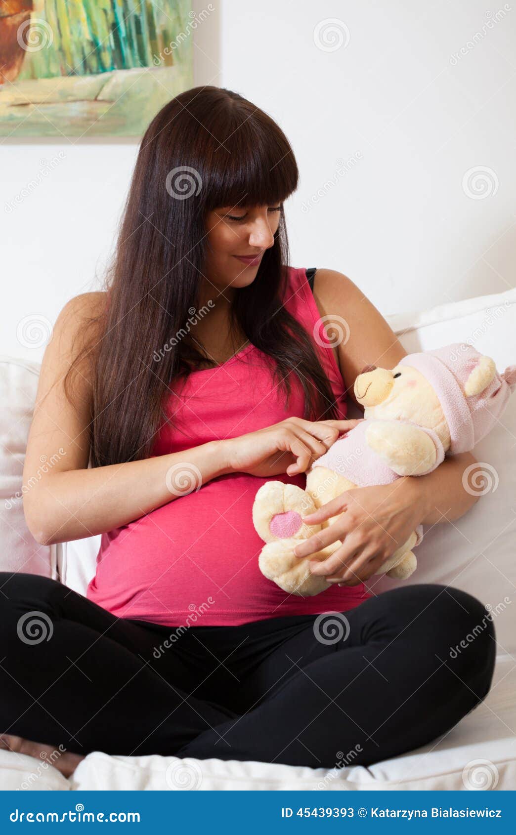 Future Mother with Teddy Bear Stock Image - Image of mother, maternity ...
