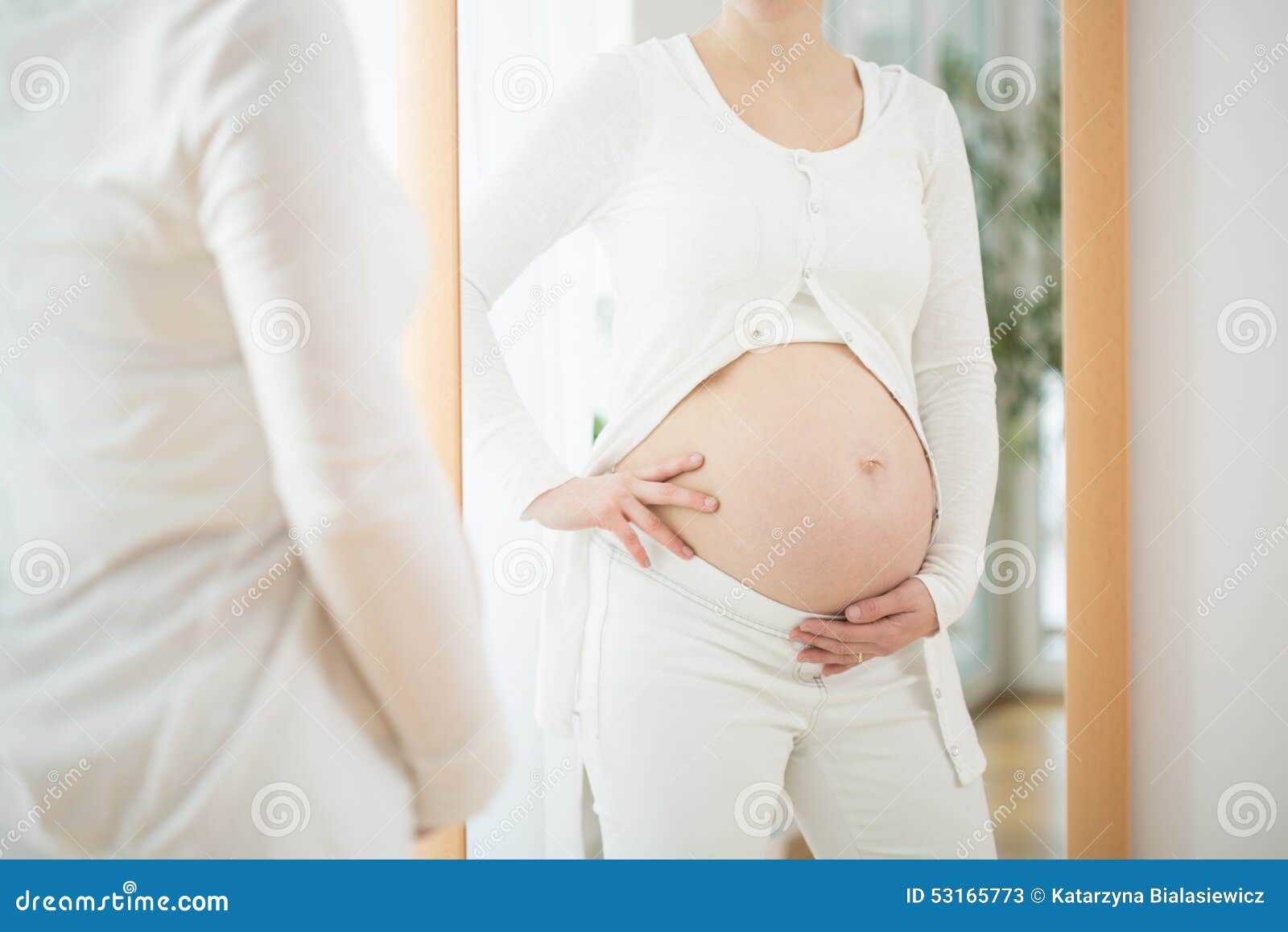 Future Mum Watching Her Tummy Stock Image - Image of expectant, abdomen ...