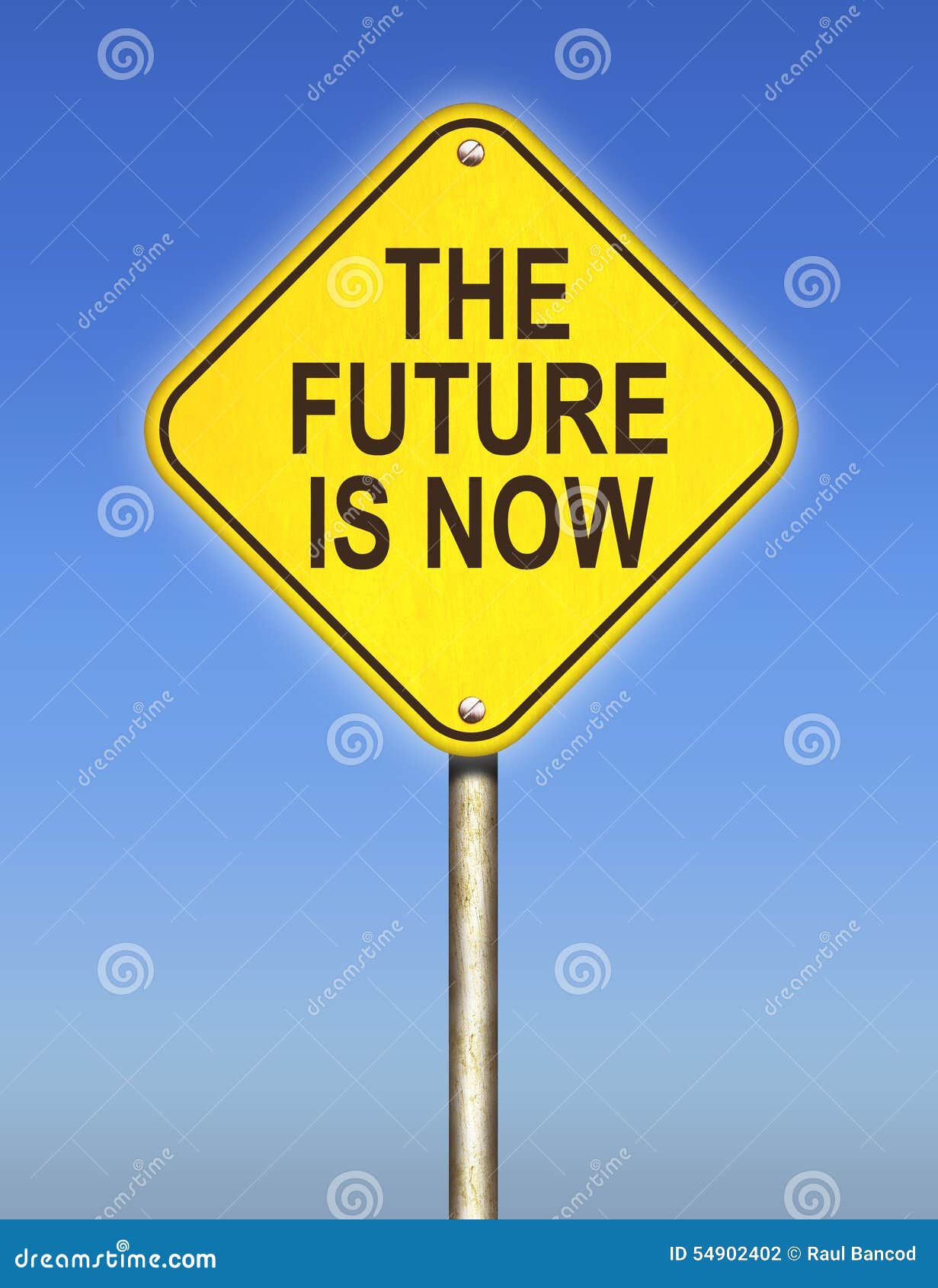 The Future is Now Road Sign Stock Illustration - Illustration of signs ...
