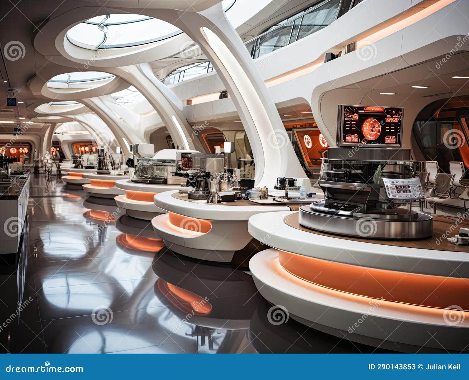 Future Office Cafeteria with Selfservice and Interactive Menus Stock ...