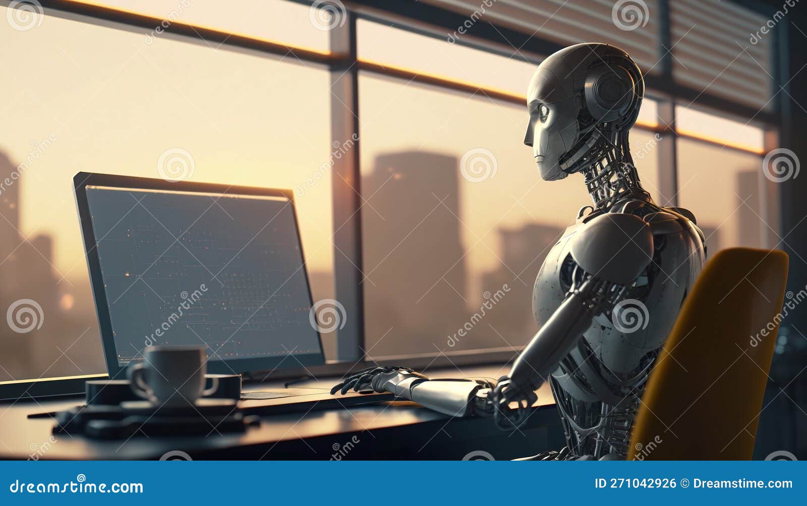 The Future of Office Productivity, ChatGPT Advanced Robot Typing on a ... The Future of Office Productivity, ChatGPT Advanced Robot Typing on a ...