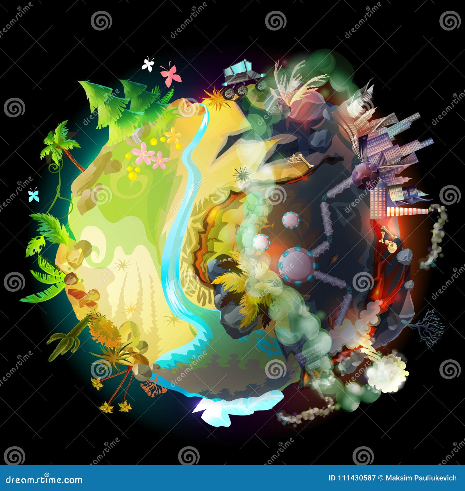 Future of Our Earth, Vector Ecological Concept Stock Vector ...