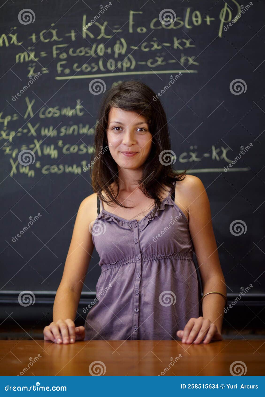 Future Physicist. Portrait of a Young Student Standing in Front of a ...