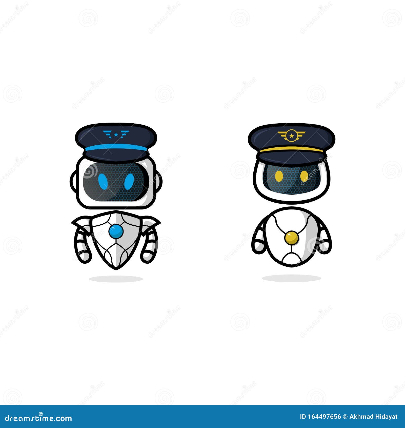 Police Robots Patrol Cops In Uniform Standing Together Artificial ...