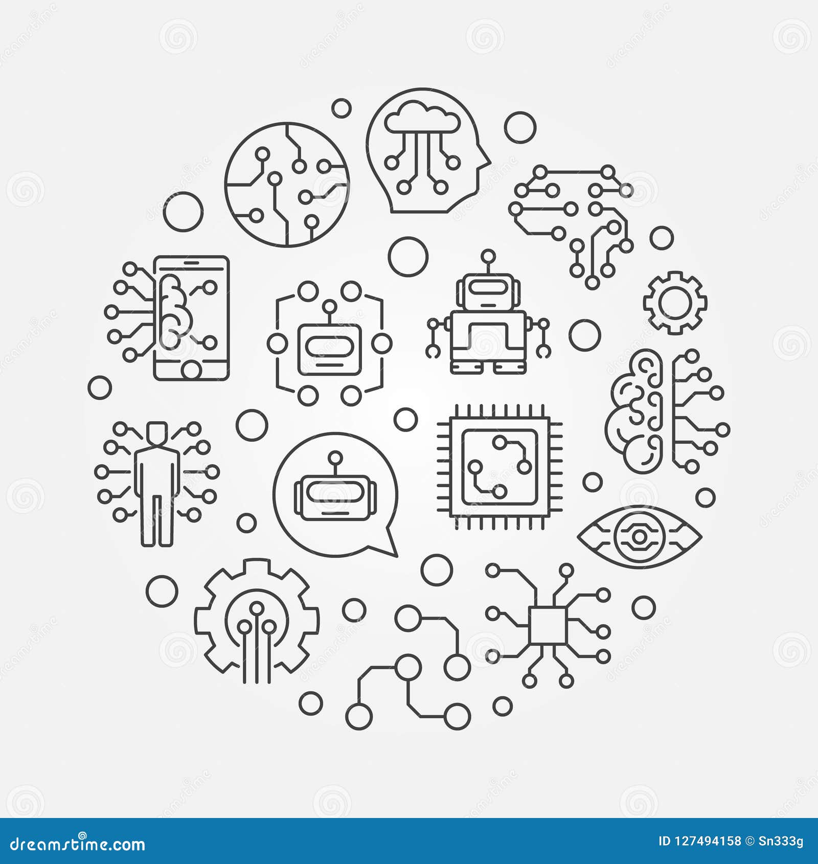 Future Round Vector Minimal Illustration in Thin Line Style Stock ...