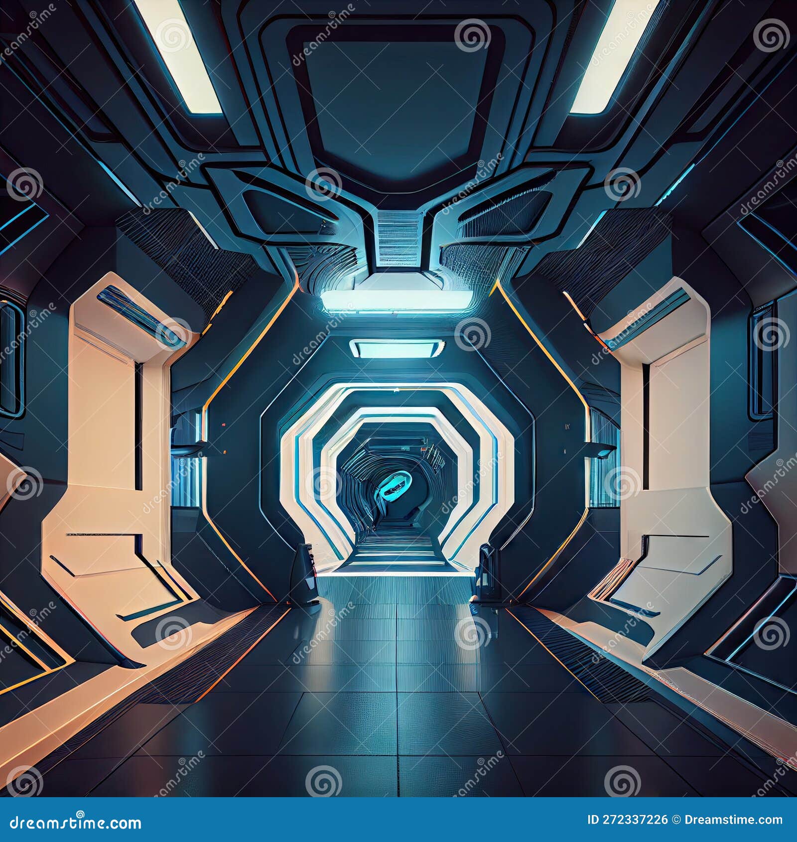 Future Sci-fi Futuristic Interior with Smooth Lines and Panels Stock ...
