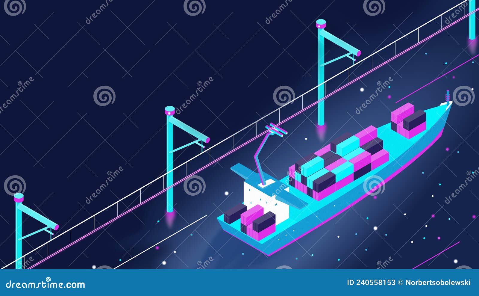 Future Sea Transport Concept. Stock Illustration - Illustration of copy ...