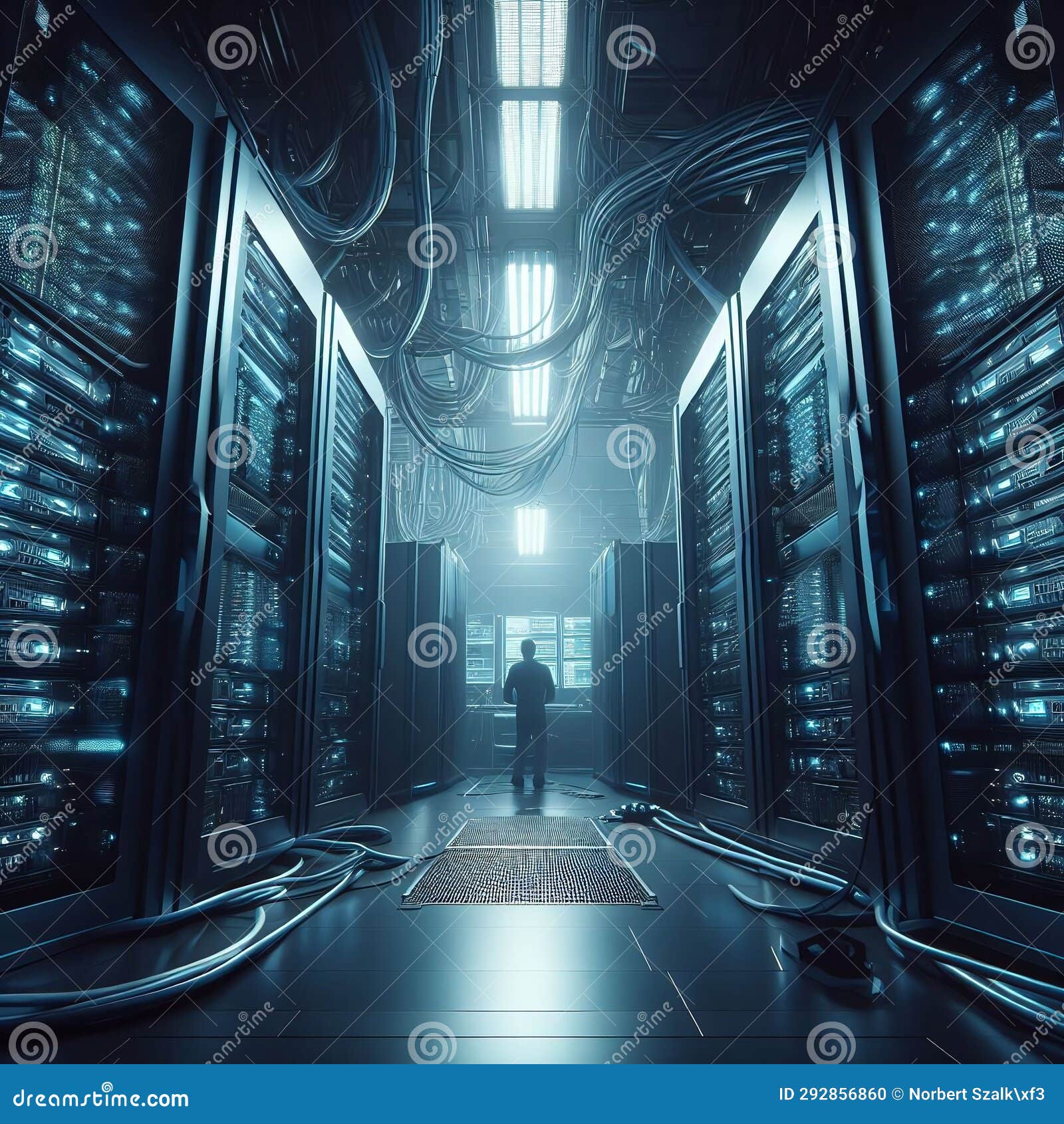 Future Server Room, AI Generated Illustration. Scifi Stock Illustration ...