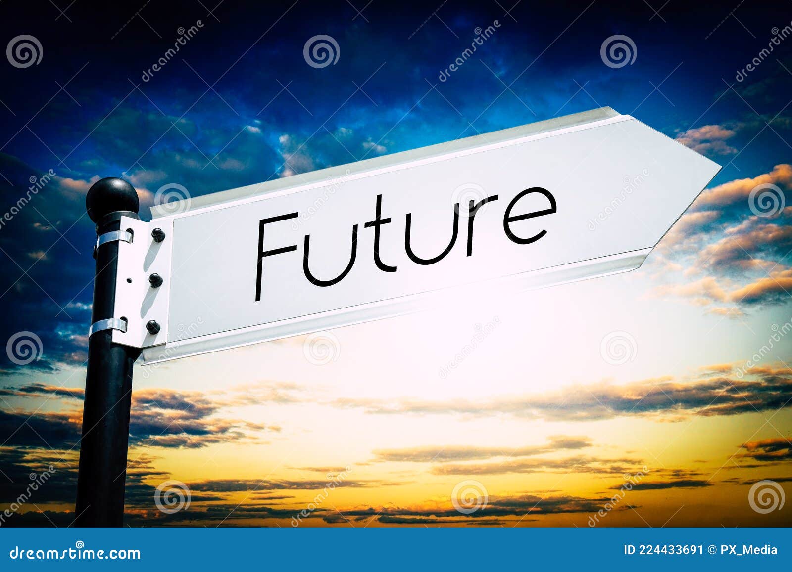 Future - Signpost with One Arrow Stock Image - Image of signpost, time ...