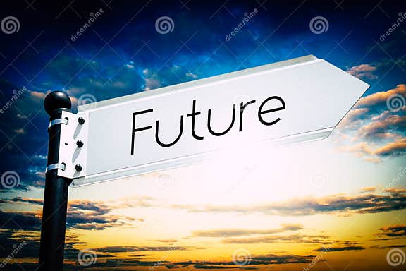 Future - Signpost with One Arrow Stock Image - Image of signpost, time ...