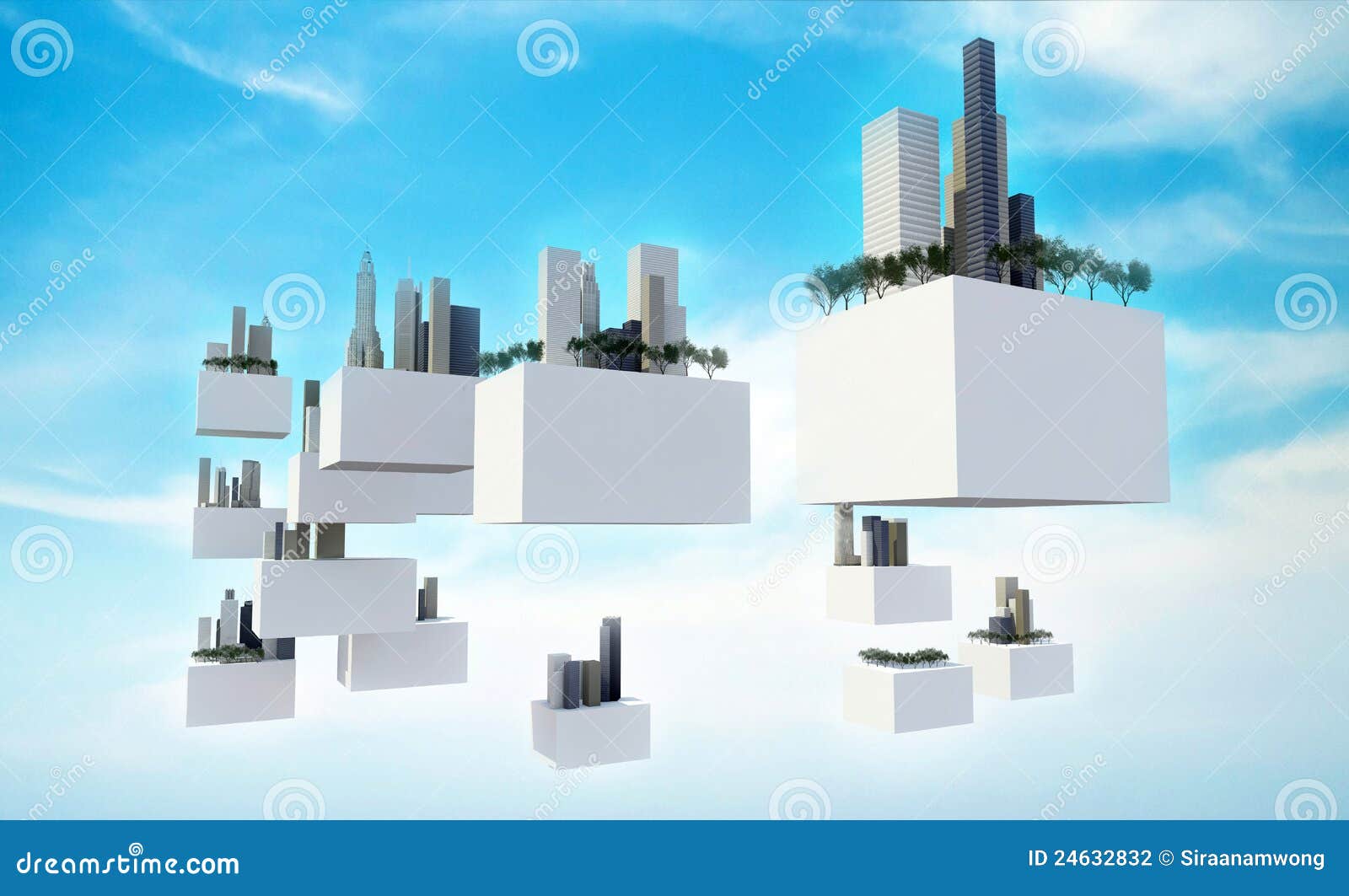 Future sky city in the sky stock illustration. Illustration of high ...