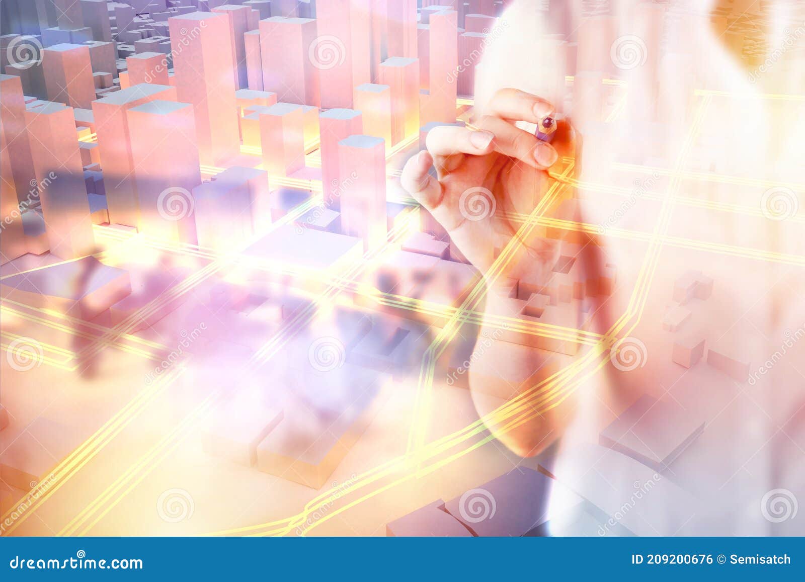 Future Smart City Concept, Urban and Futuristic Technology Flow ...