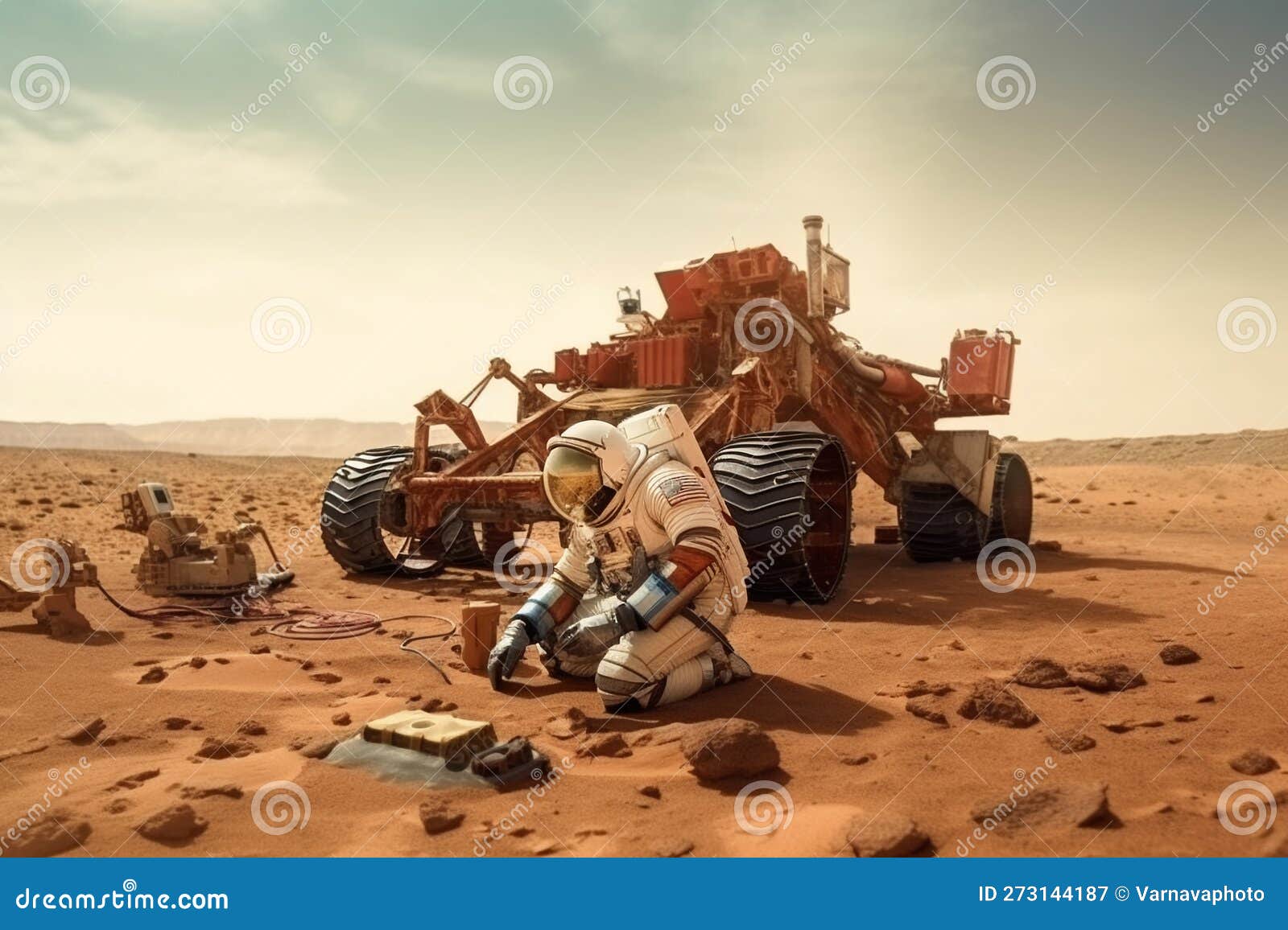The Future of Space Exploration: Astronaut and Martian Rover on Mars ...