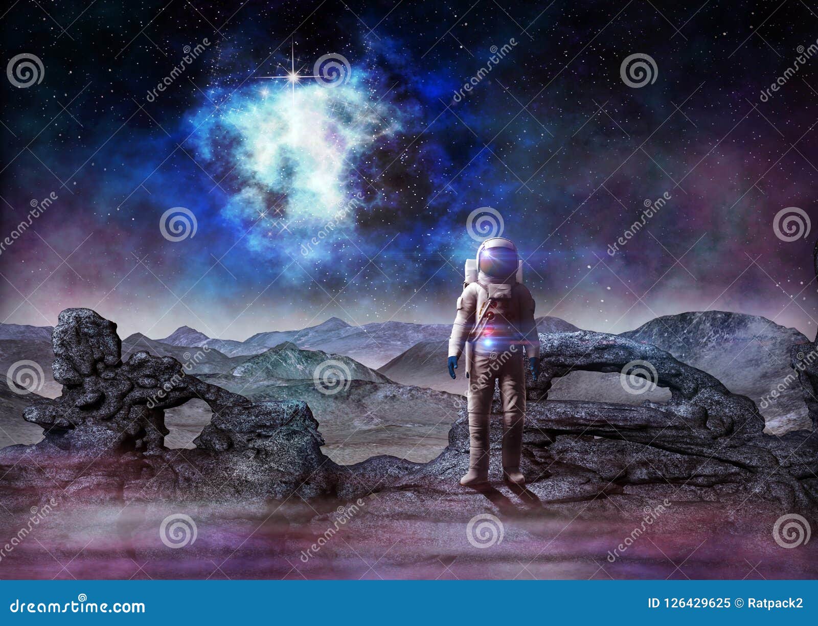 The Future of Space Exploration of Mankind Astronaut on Alien Pl Stock ...