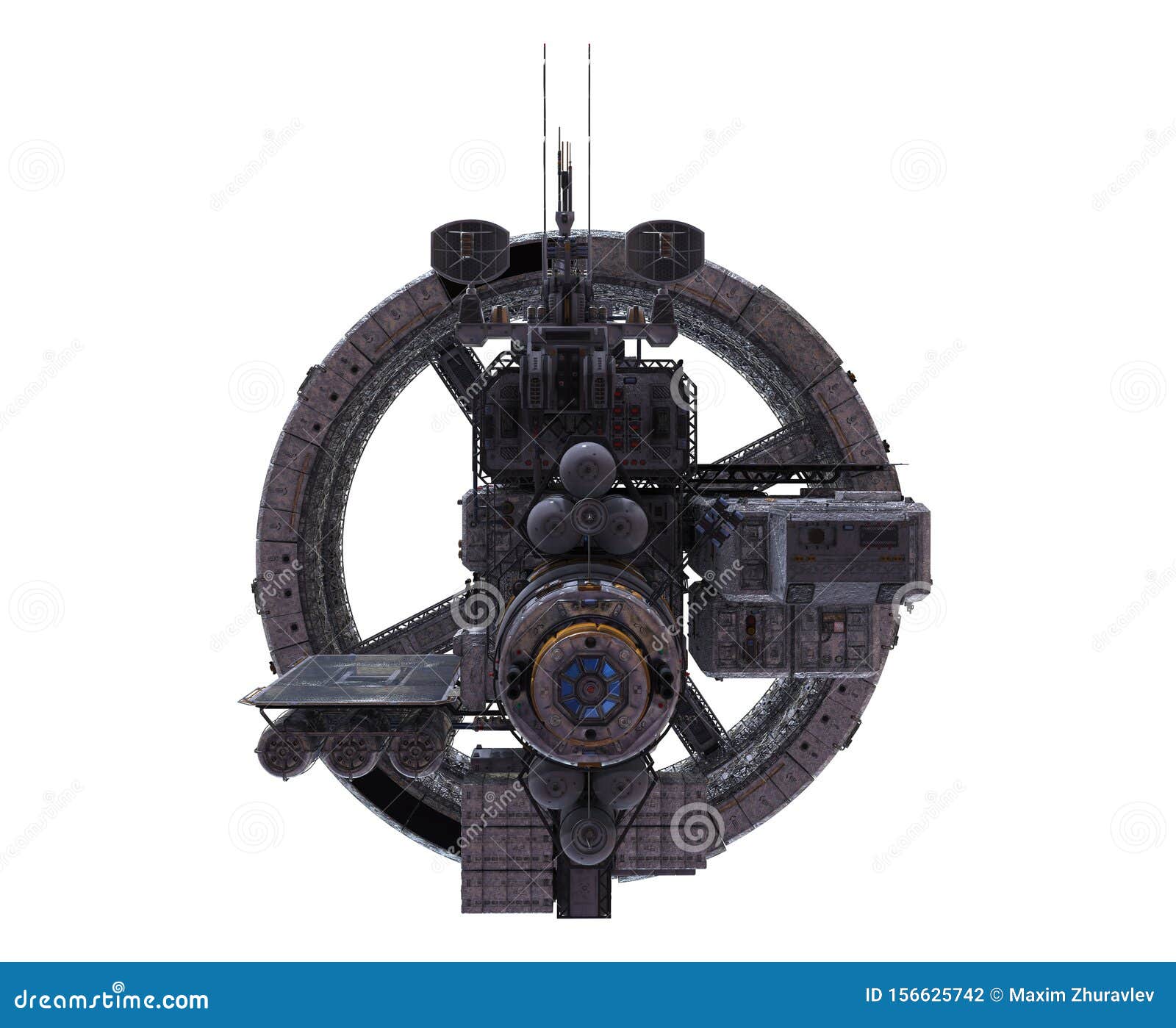 Future Space Station Isolated on White Background 3D Illustration Stock ...