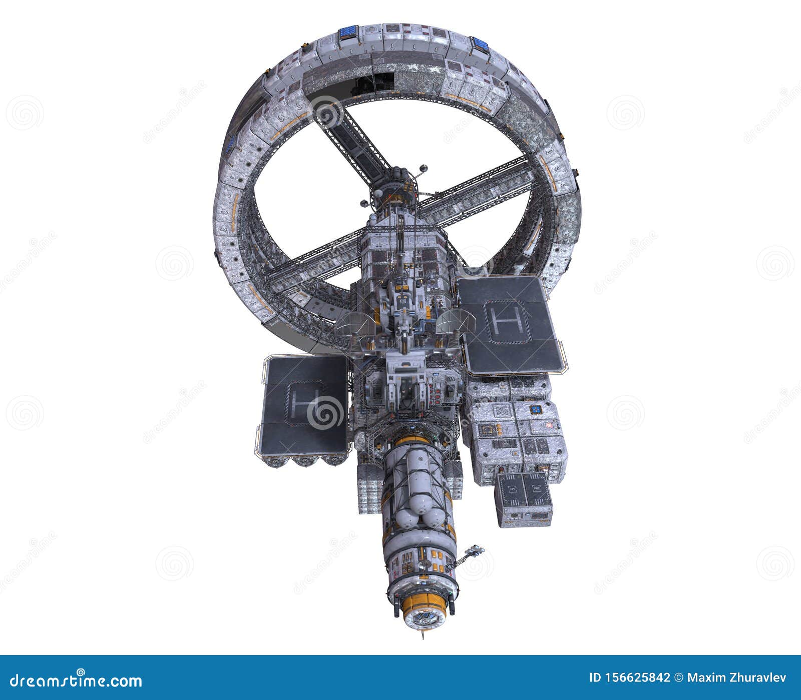 Future Space Station Isolated on White Background 3D Illustration Stock ...