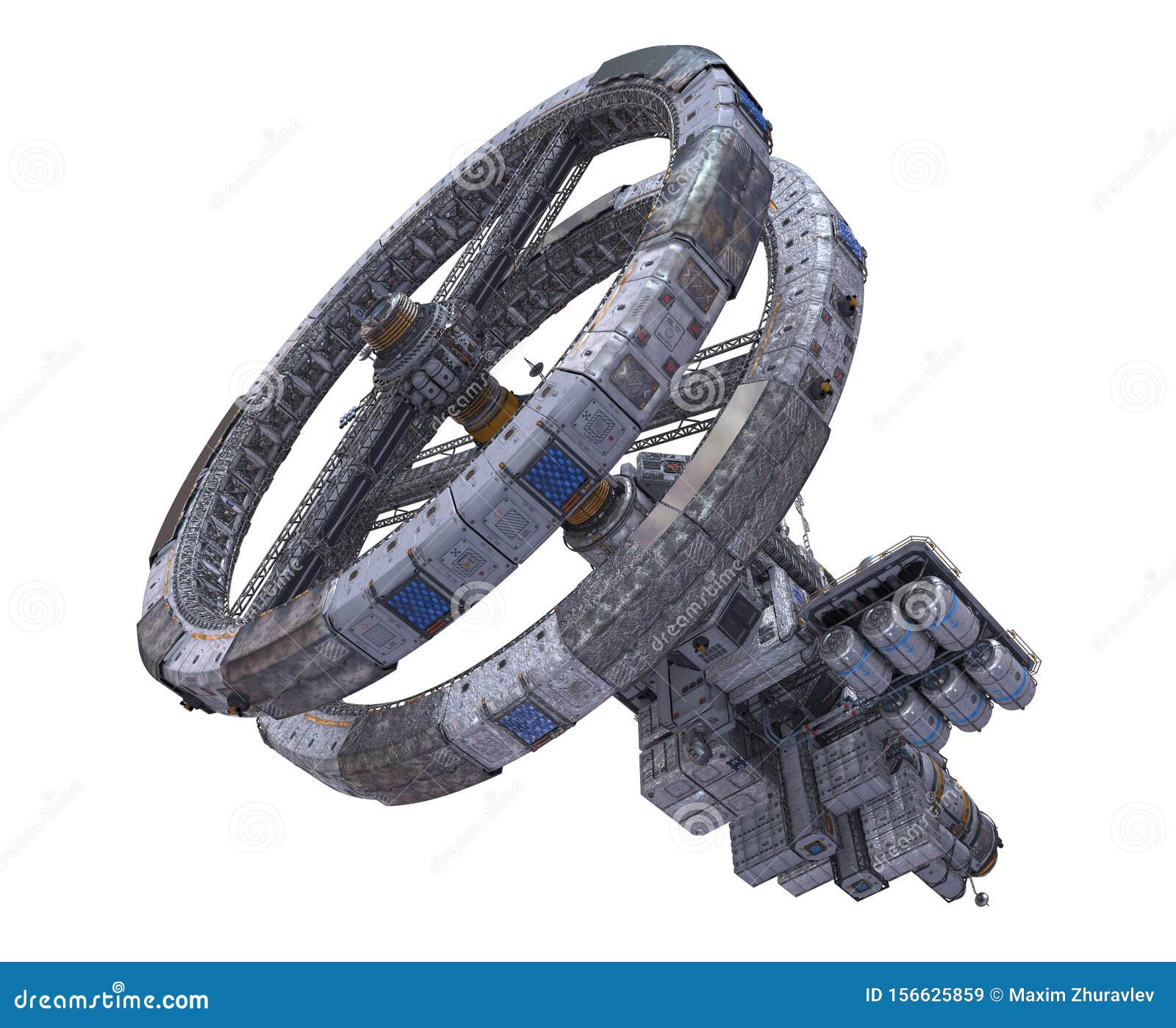 Future Space Station Isolated on White Background 3D Illustration Stock ...