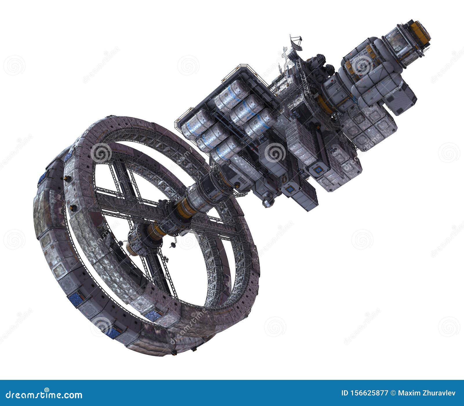 Future Space Station Isolated on White Background 3D Illustration Stock ...
