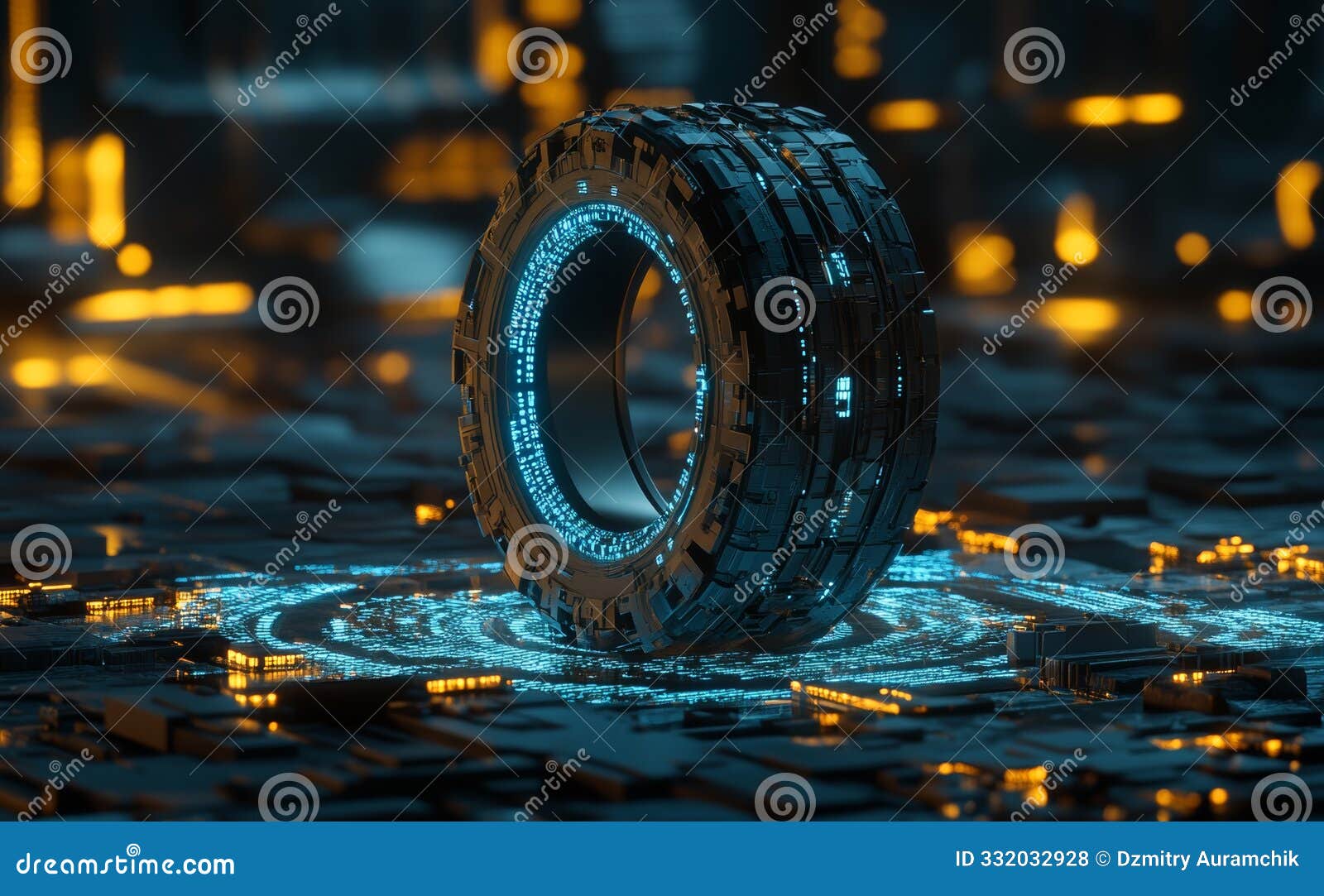 Future Sports Car Tyre Technology Concept with Rim Wireframe ...